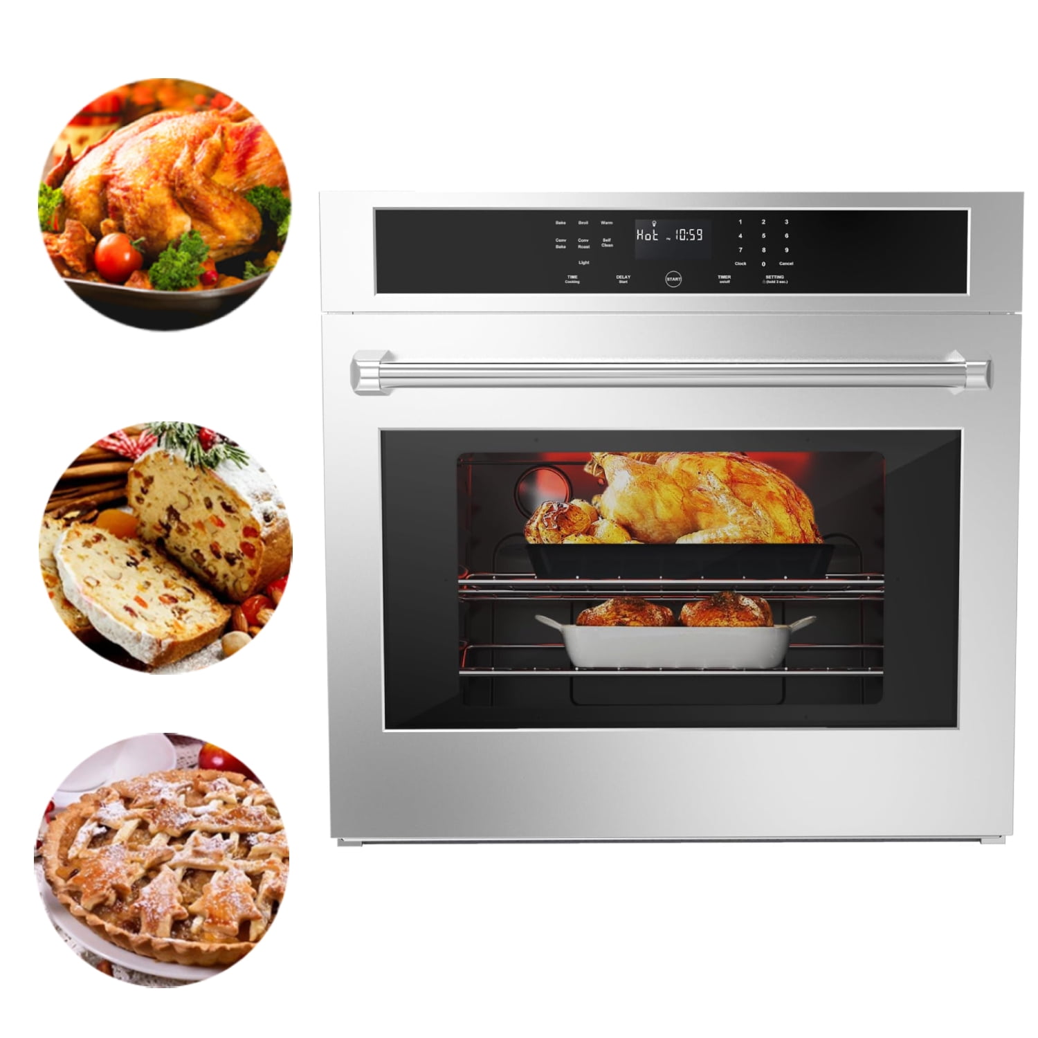 Garvee 30" Single Wall Ovens, 4.8 Cu.ft Built-in Convection Oven ...