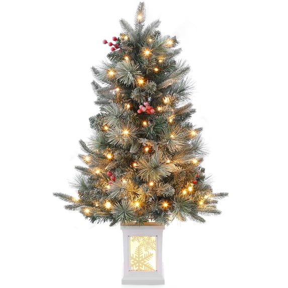 WhizMax 3ft Christmas Tree Pre-Lit Artificial Tree with 78 Warm White ...