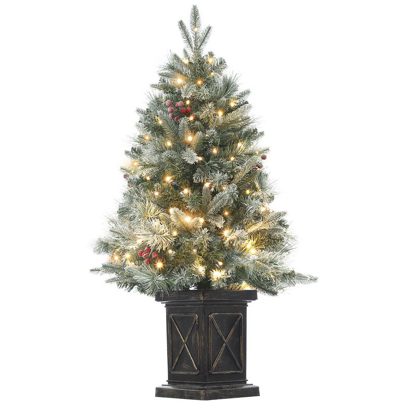 WhizMax 3ft Pre-Lit Artificial Christmas Tree with Potted Base, Flocked ...