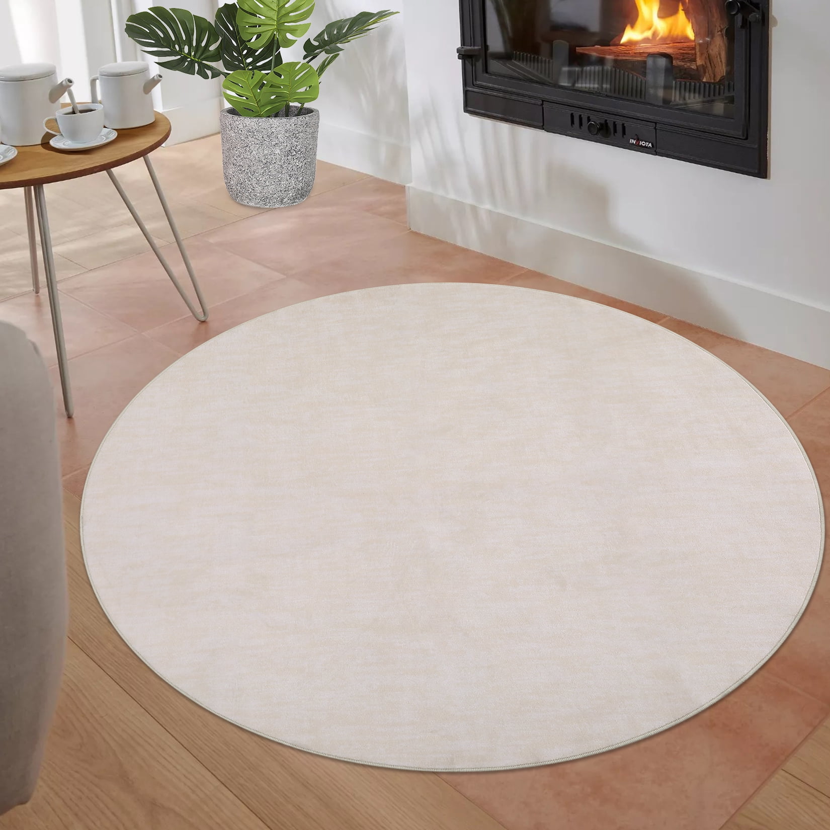 WhizMax 3x3 feet Round Rug Modern Solid Area Rug Indoor Non-Slip Low ...