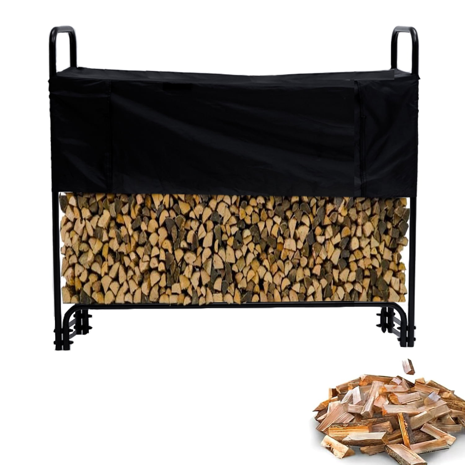 Garvee 4.3FT Firewood Rack Outdoor, Heavy Duty Firewood Holder ...
