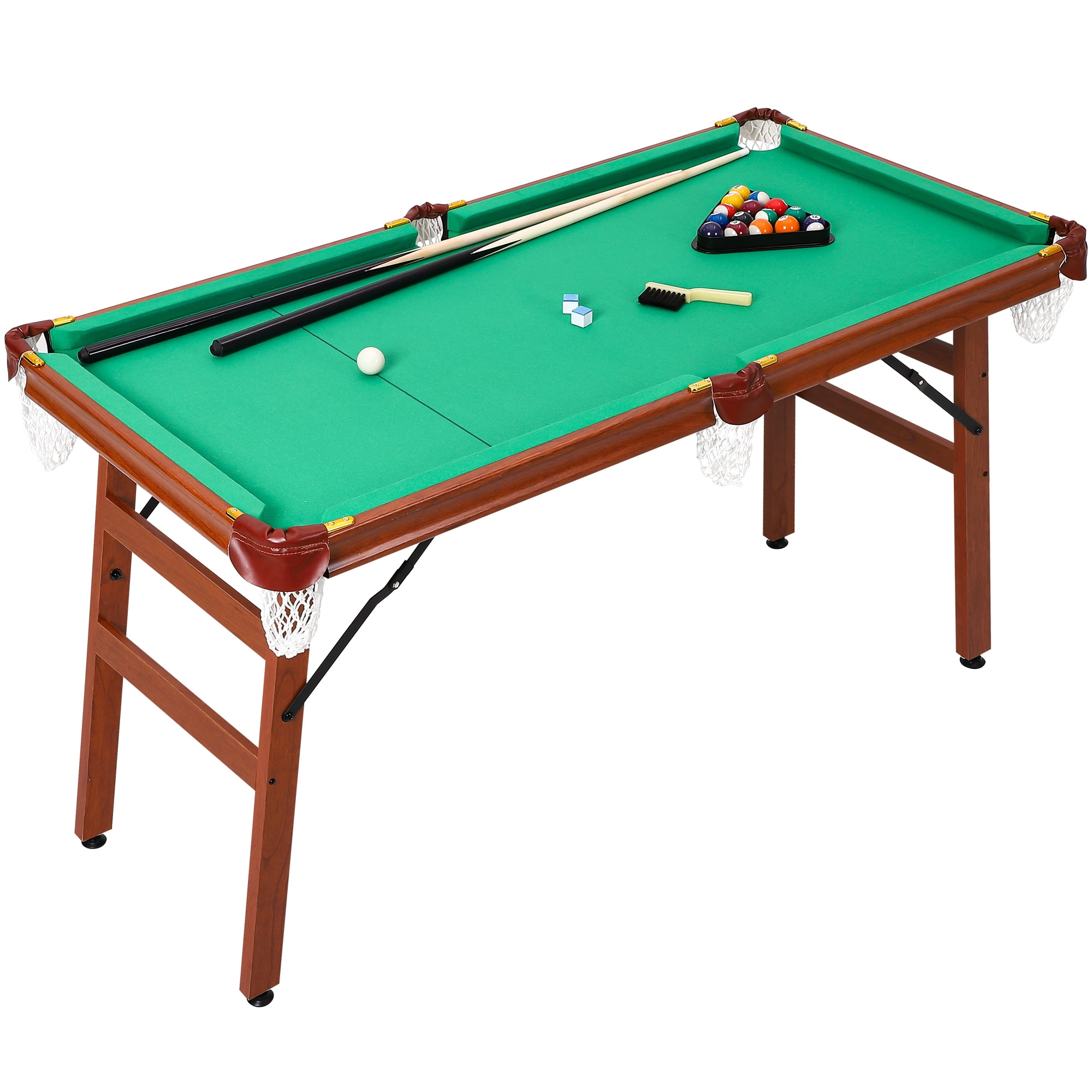 WhizMax 4.58-Foot Folding Pool Table with 2 Cue Sticks 16 Balls ...