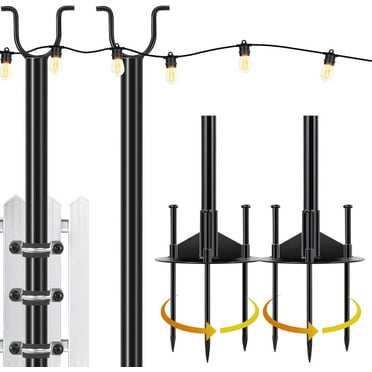Walensee Outdoor String Light Poles with Hook, 9.4FT Bulb Holder, 5 ...