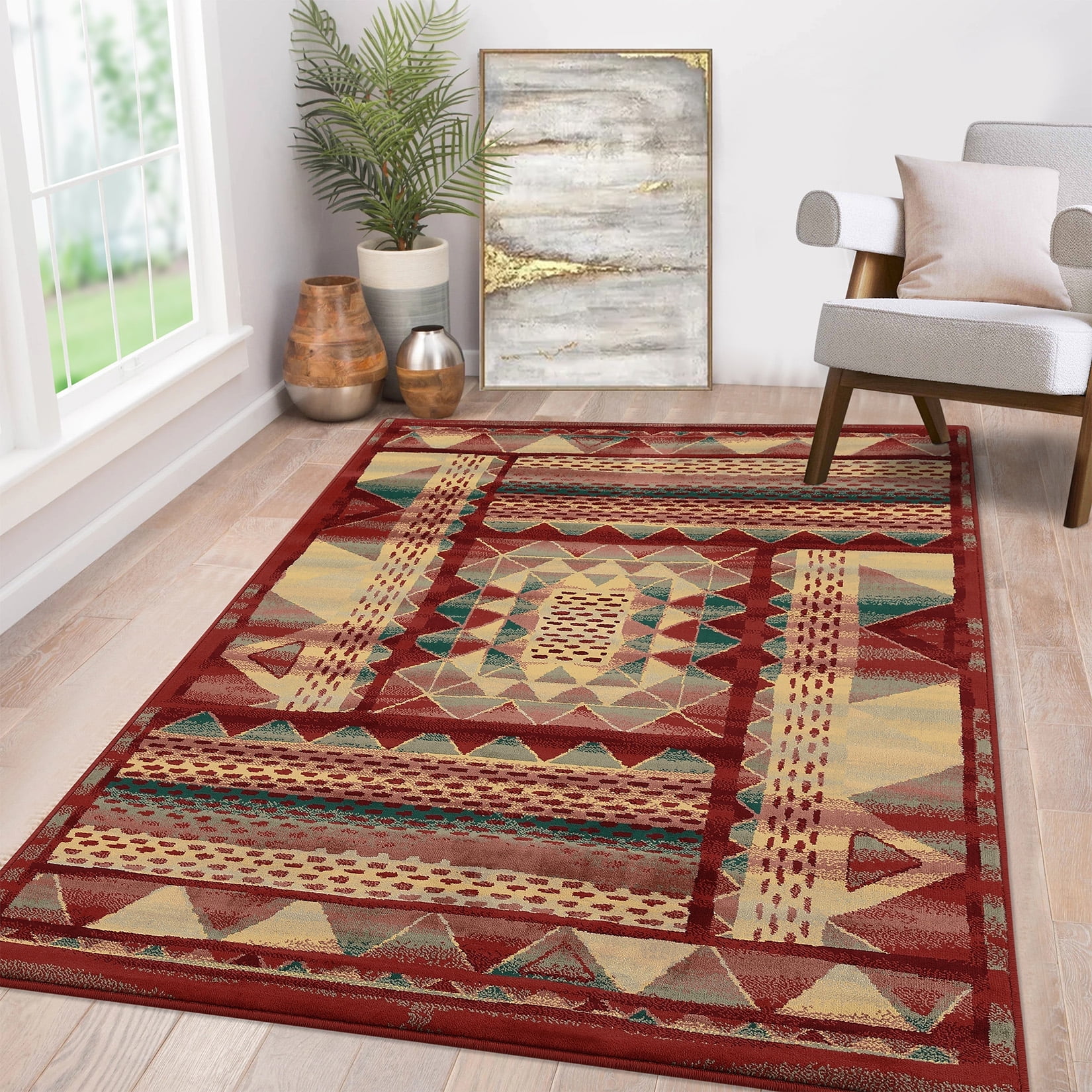 Garvee 4' x 6' Area Rug Modern Geometric Abstract Area Rug Non-Shedding ...