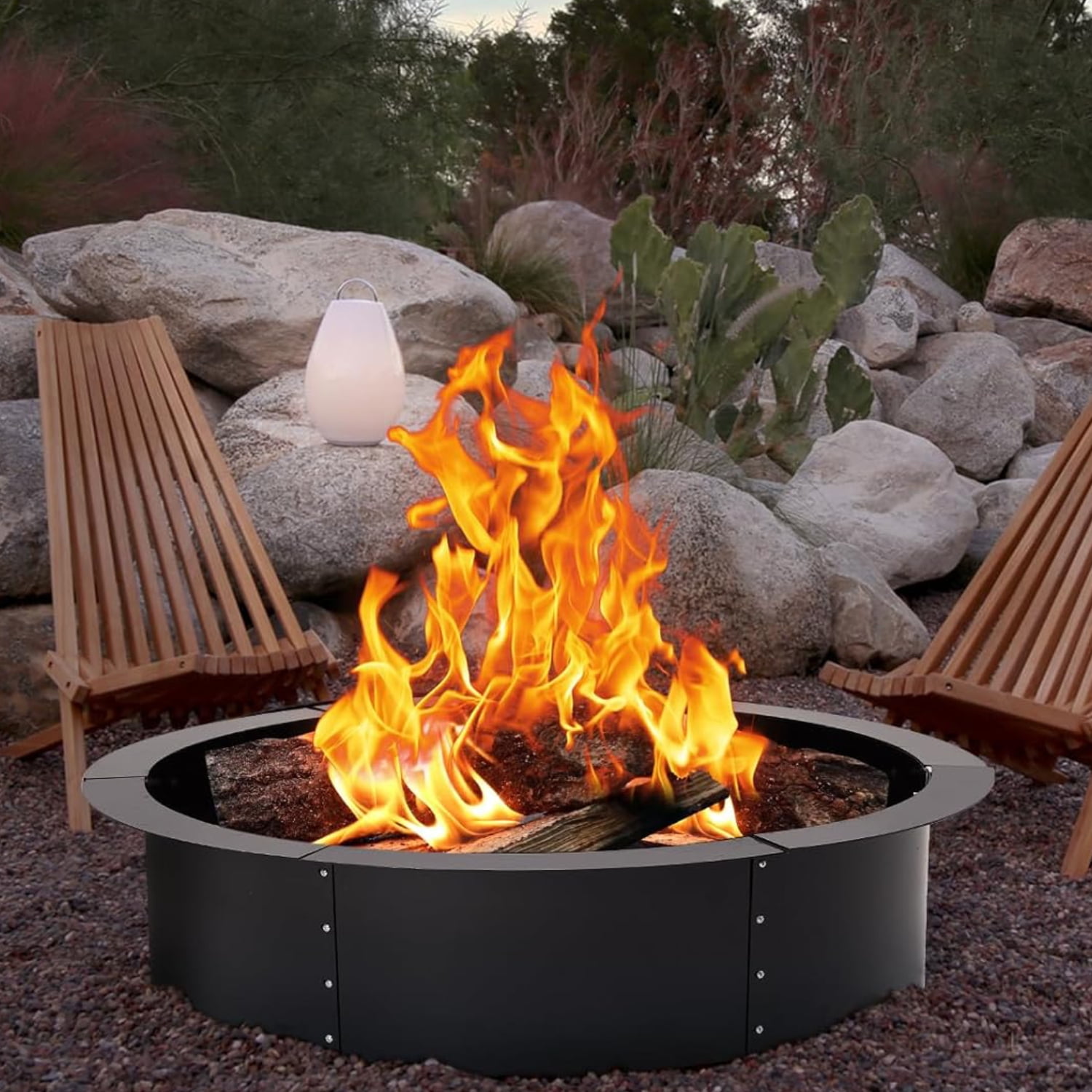 Garvee 45" Fire Pit Ring, Heavy Duty Steel Round Fire Ring Liner for ...