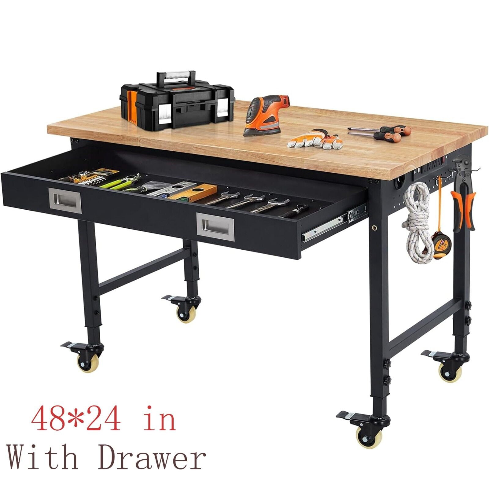 WhizMax 48" Adjustable Height Workbench 2000 LBS Workstation With 9.8FT ...