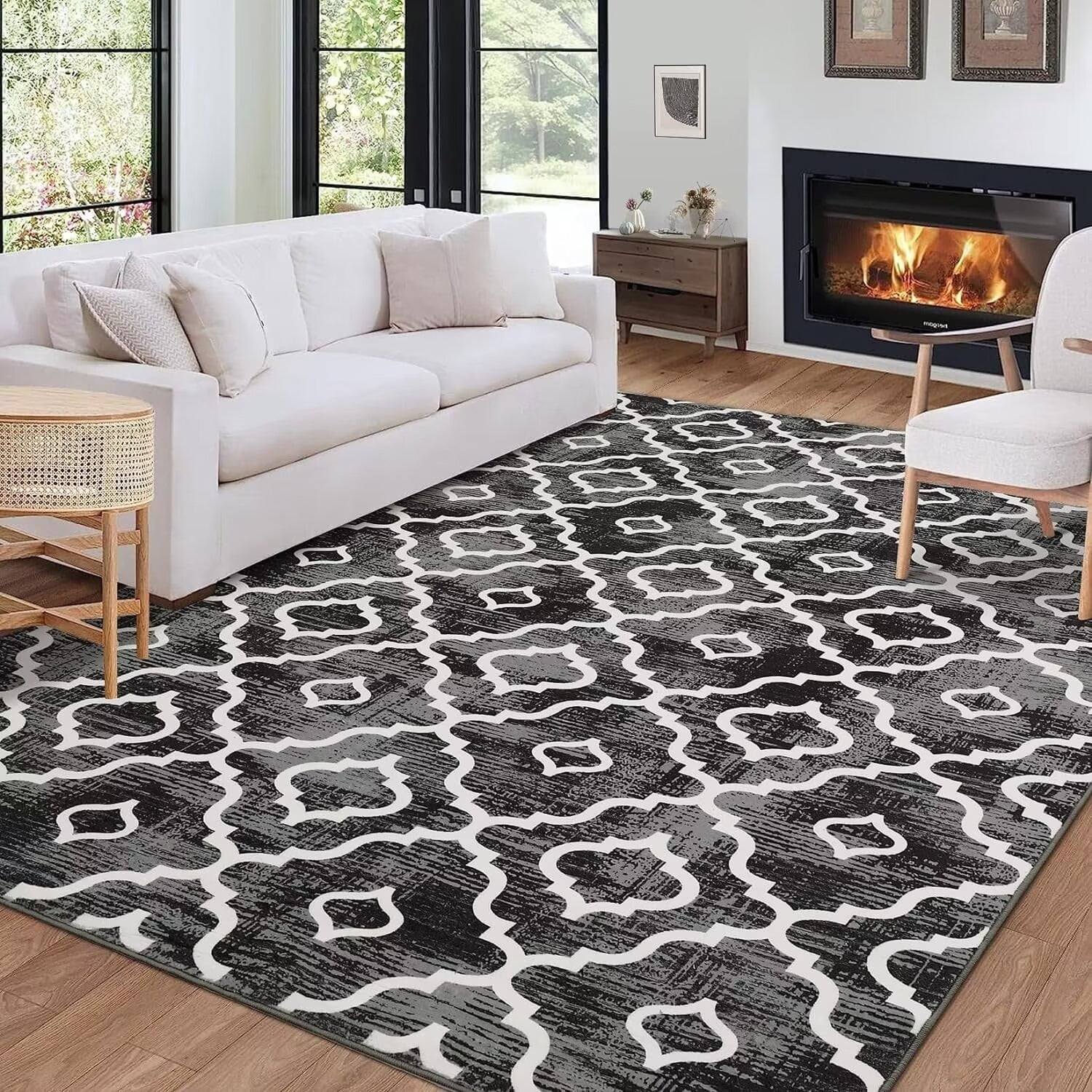 Garvee 4x6 Moroccan Trellis Washable Area Rug Contemporary Geometric ...
