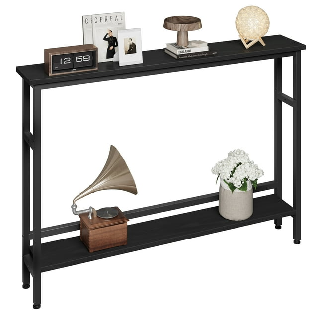 "WhizMax 5.9"" Narrow Sofa Table, 2 Tier, Adjustable Shelf, Slim, Black ...