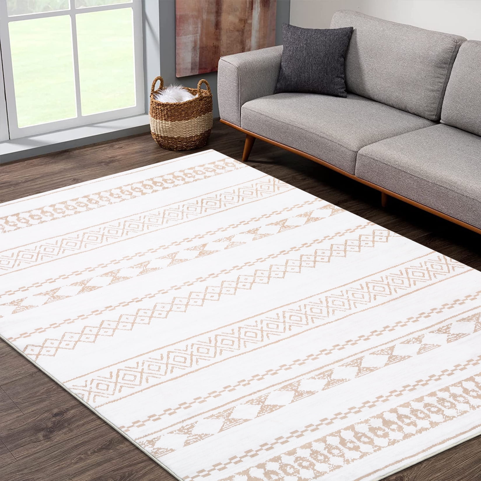 Garvee 5' x 7' Area Rug Washable Moroccan Geometric Rug Boho Non-Slip ...