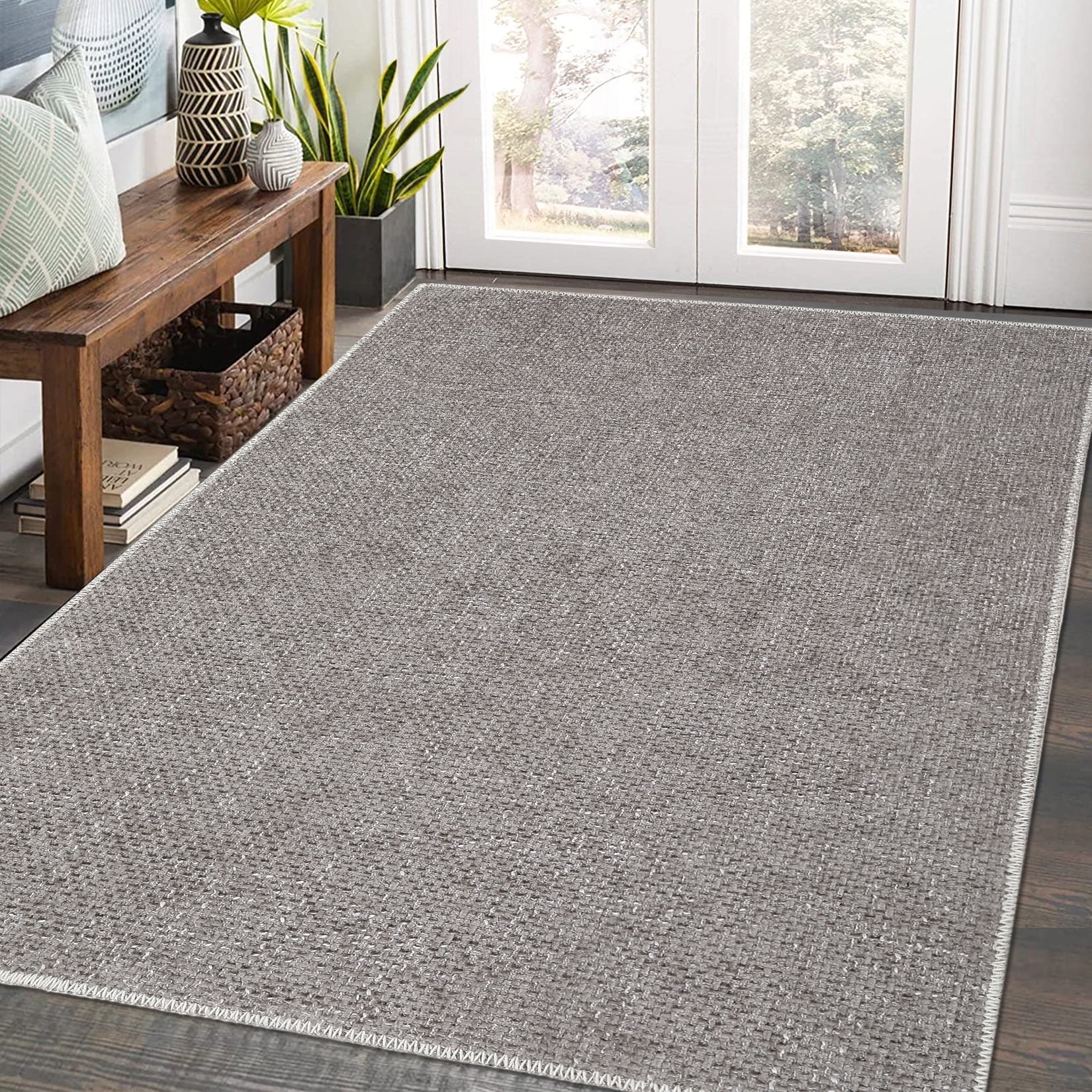 Garvee 5'x7' Modern Solid Accent Rug Weaving Textured Area Rug Soft ...