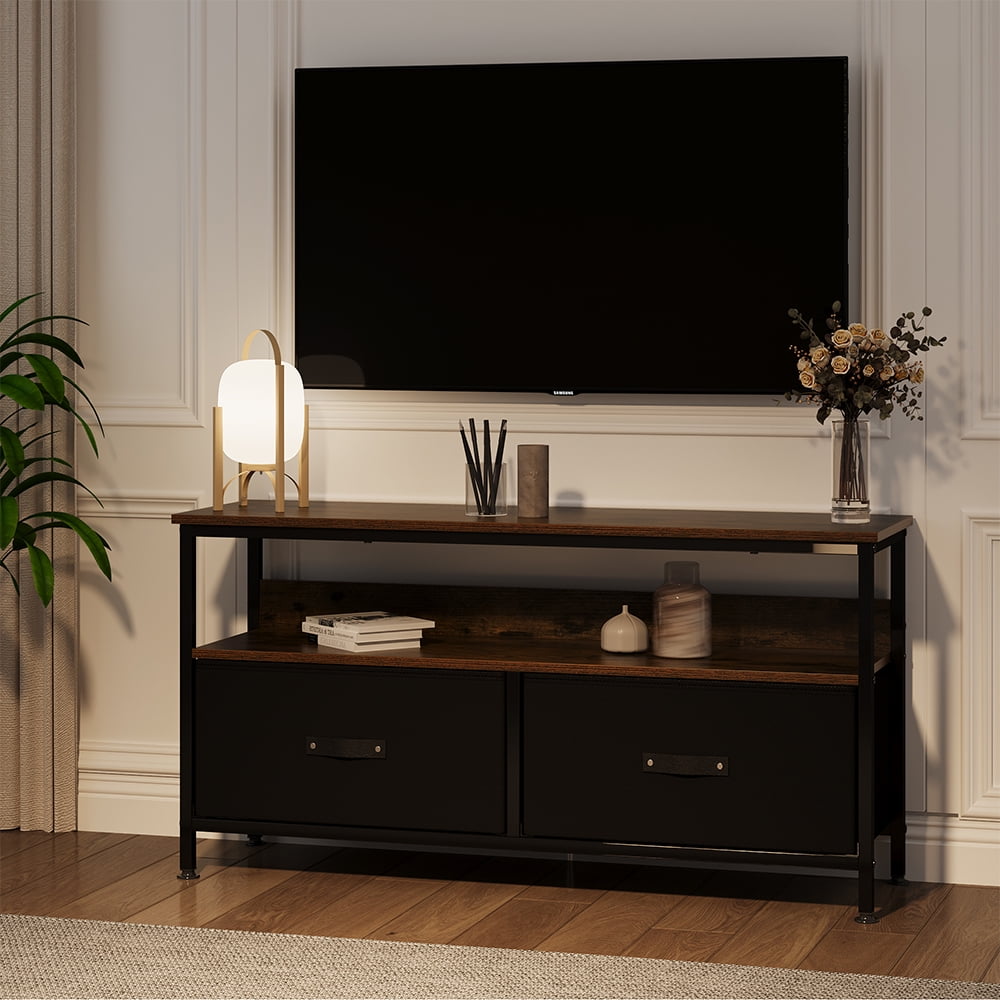 WhizMax 50 Inch TV Stand for Living Room Dresser TV Stand for with 2 Drawers Small Entertainment Center with Storage TV Console Table Furniture for Bedroom Vintage Board Black Drawers Walmart
