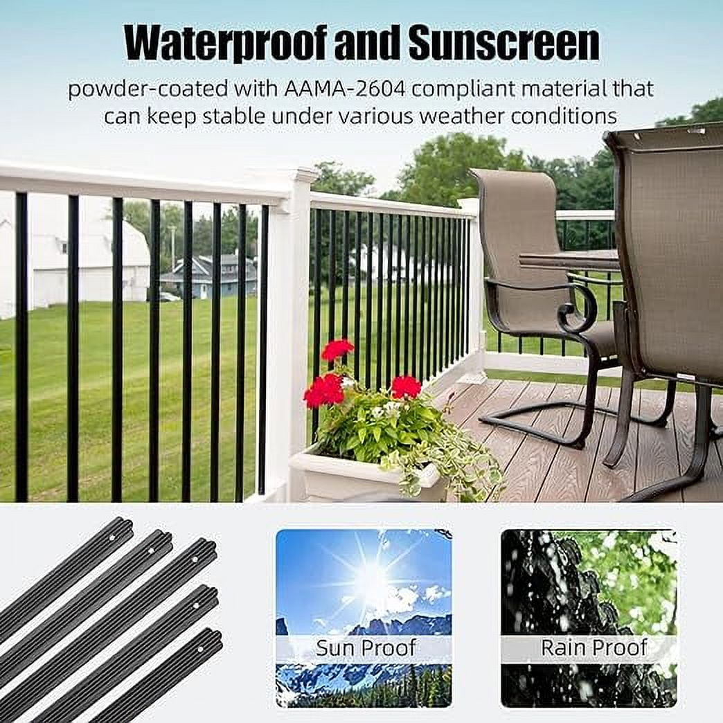 WhizMax 50 Pack Aluminum Deck Balusters, Flat Straight Grooved Porch ...