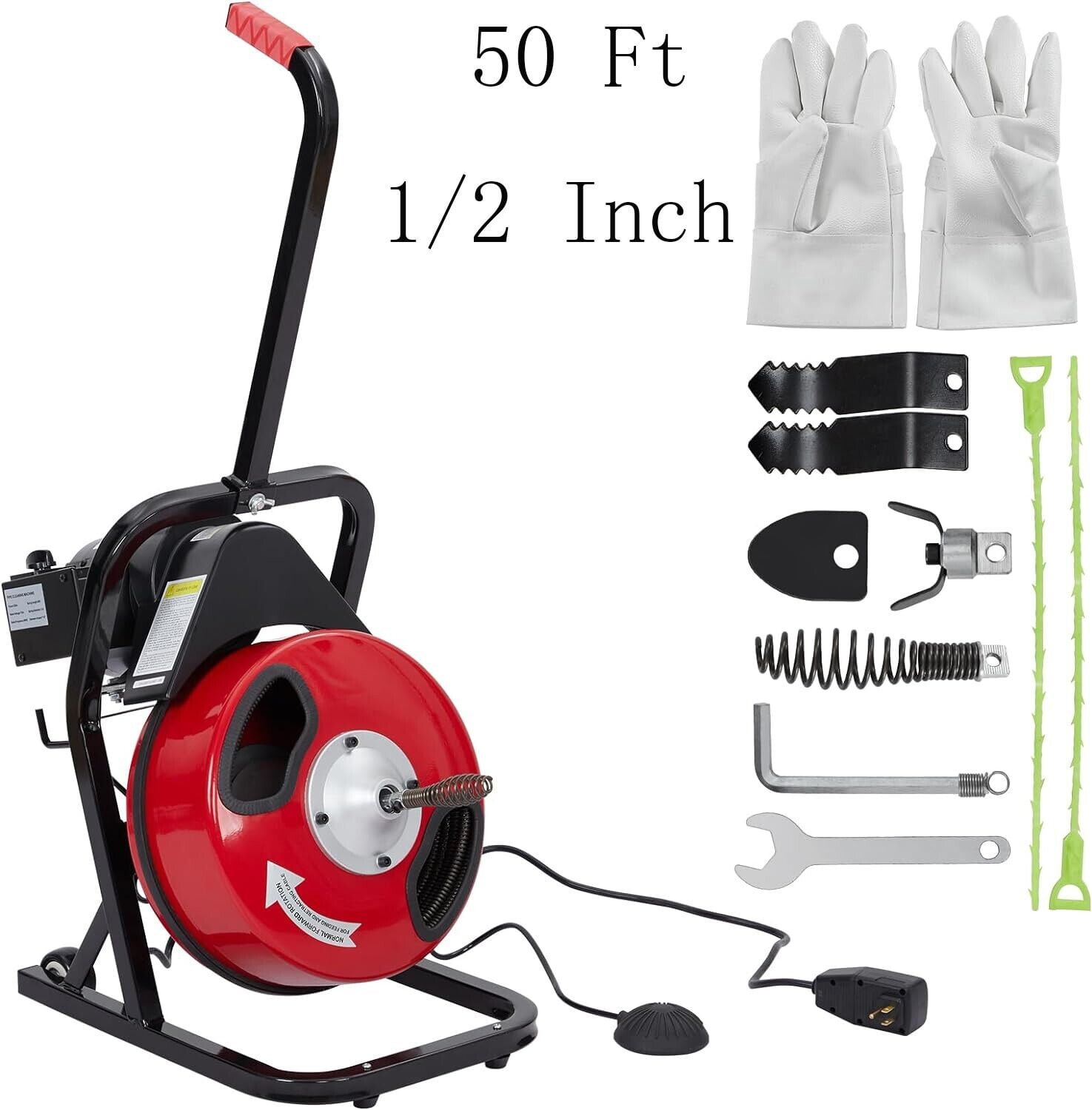 WhizMax 50Ft 1/2'' Professional Electric Drain Cleaner Machine Drain ...