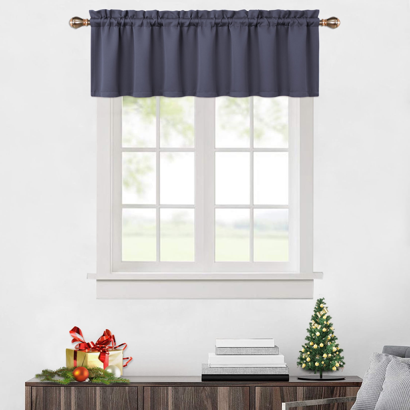 WhizMax 52 x 15 inch Kitchen Blackout Valance, Thermal Insulated Light ...