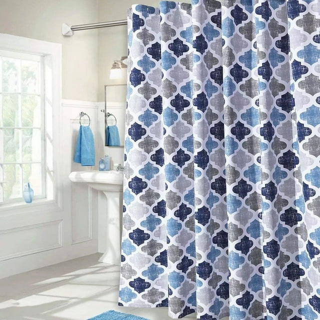 WhizMax 54"W x 78"L Geometric Quatrefoil Patterned Shower Curtain Modern Poly-Cotton Stall ...
