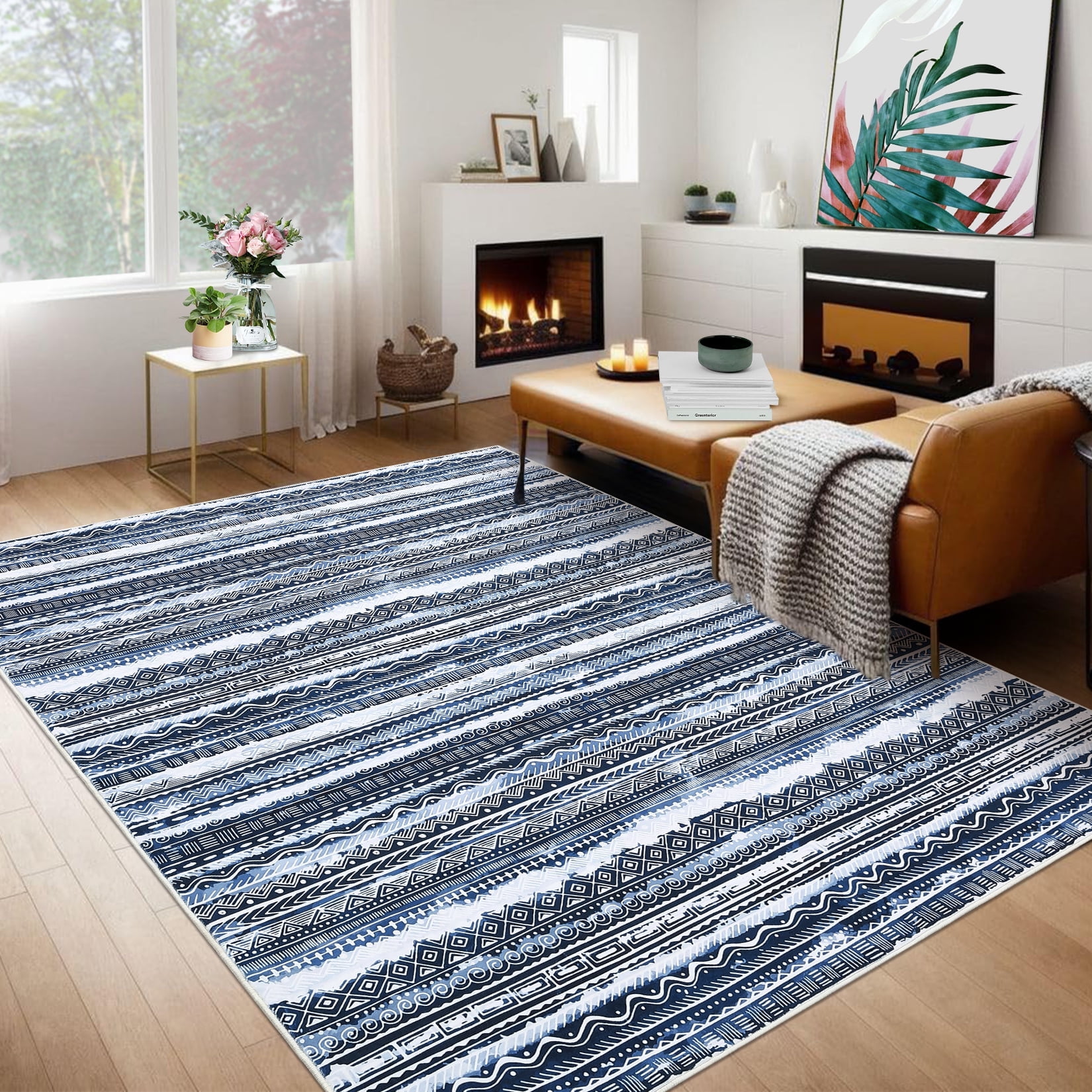 Garvee 5x7 Living Room Rug Boho Geometric Rug Machine Washable Rug ...