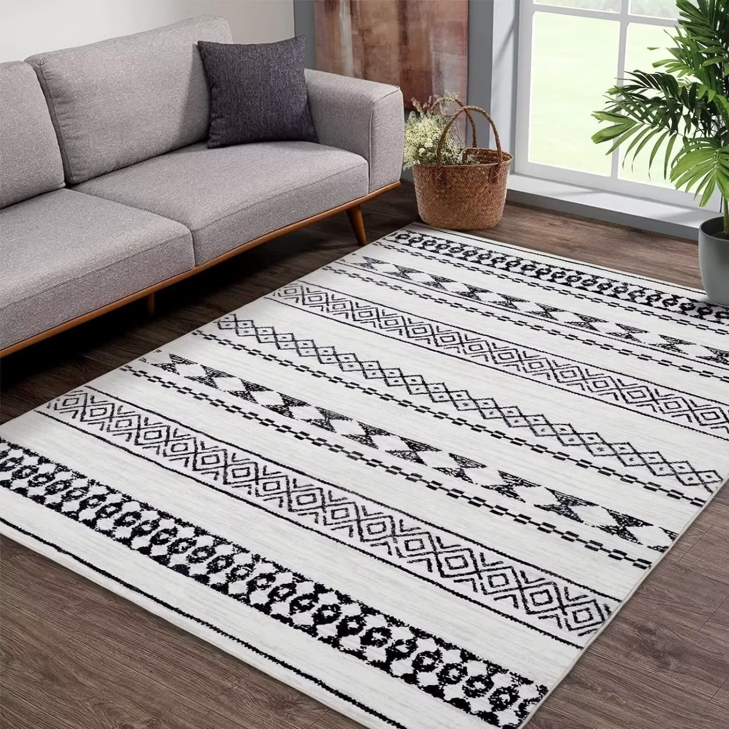 WhizMax 6x9 Area Rug Boho Geometric Moroccan Rug Bohemian Soft Low Pile ...