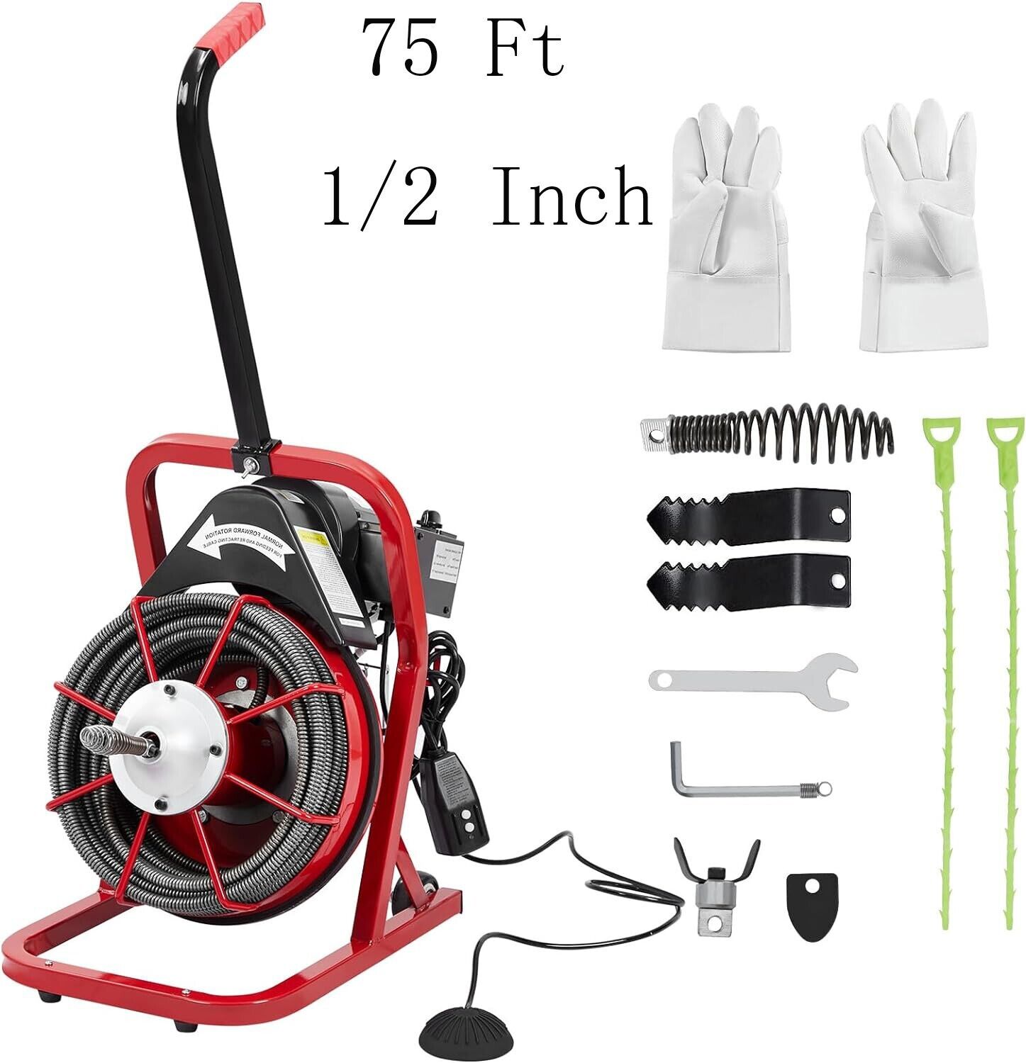 WhizMax 75Ft 1/2" Professional Electric Drain Cleaner Machine Drain ...