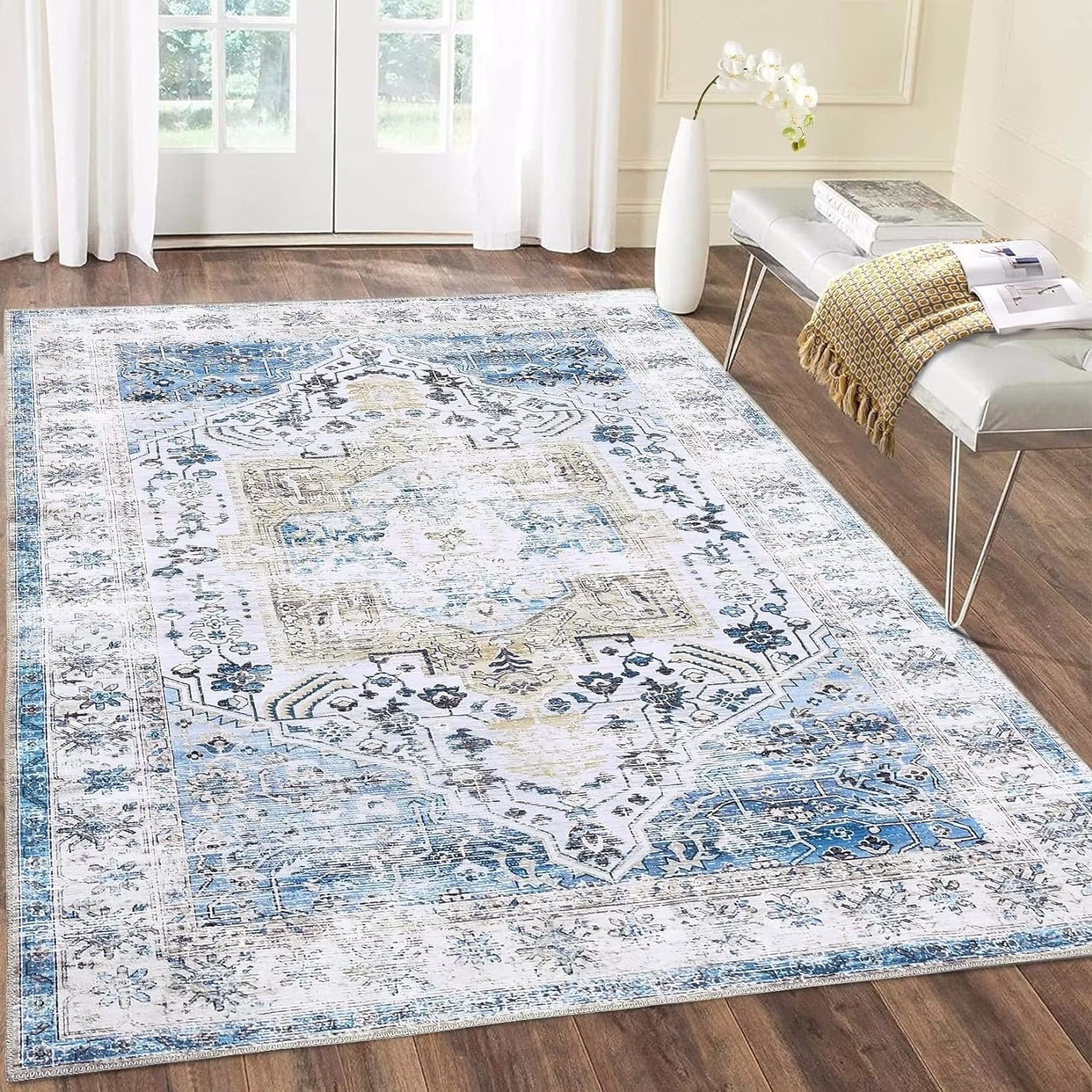 Garvee 8' x 10' Area Rug Vintage Persian Rug Print Distressed Carpet ...