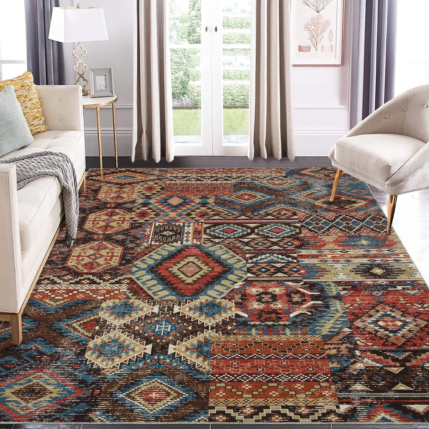 WhizMax 8' x 10' Boho Tribal Rugs for Living Room Bedroom Vintage ...