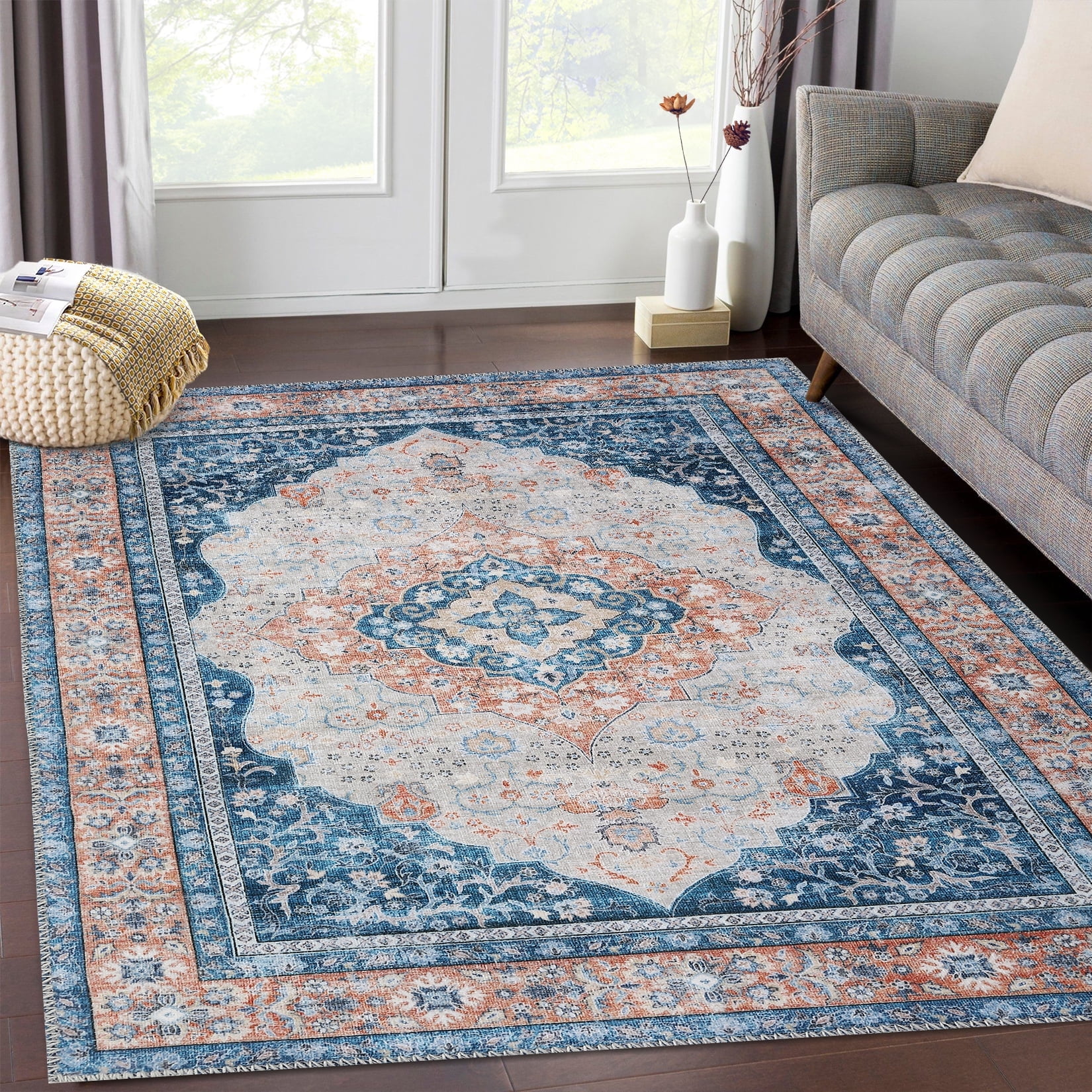 Garvee 8'x10' Area Rug Vintage Distressed Area Rug Traditional ...
