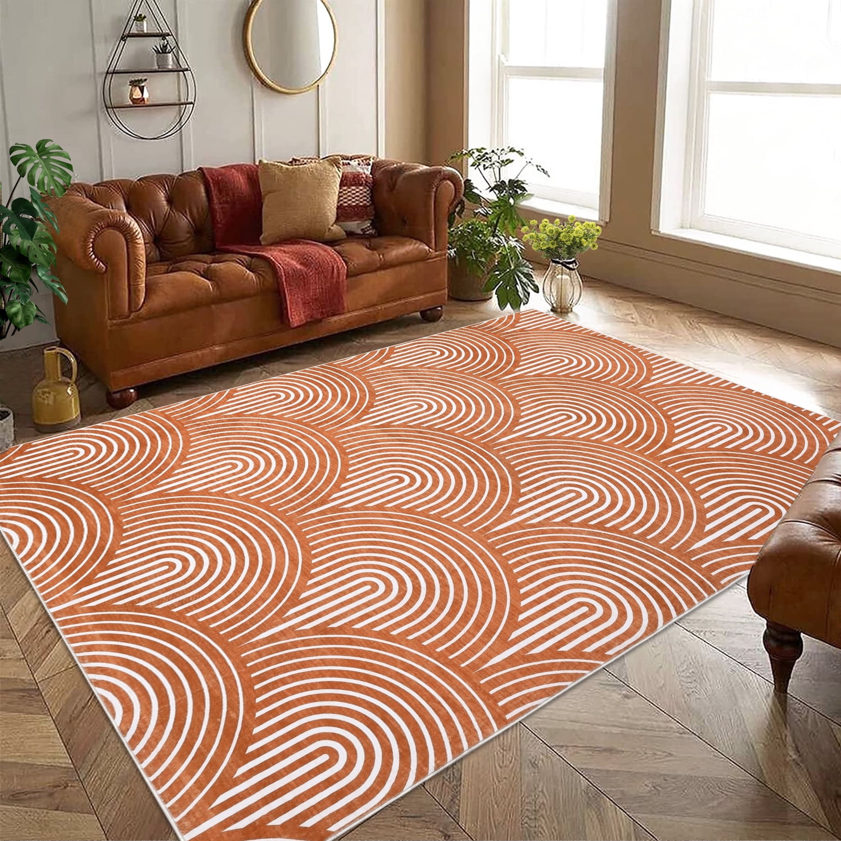 Garvee 8'x10' Modern Washable Rug Lines Print Area Rug Non-Shedding ...