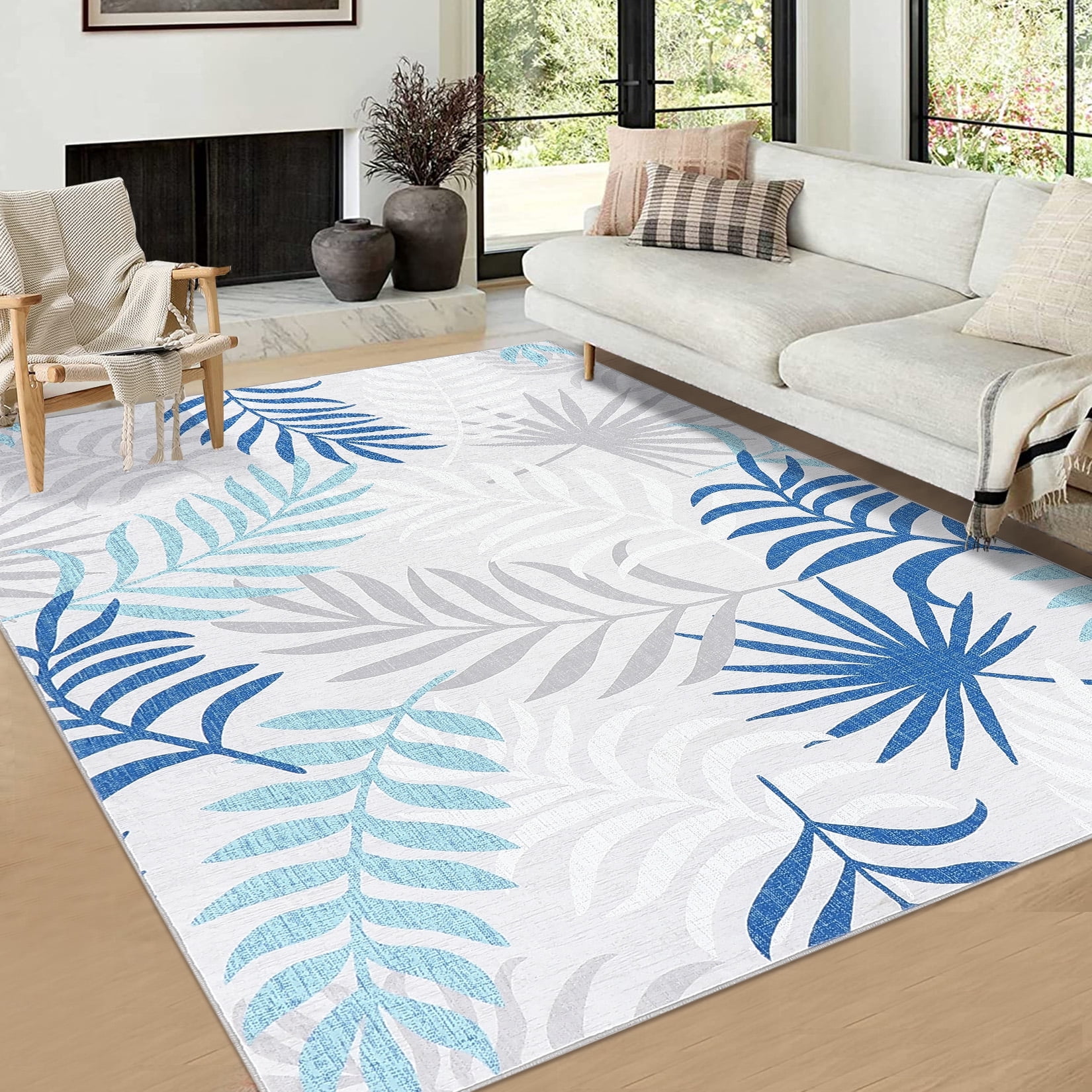 Garvee 8'x10' Washable Rug Modern Botanical Leaf Pattern Area Rug Anti ...