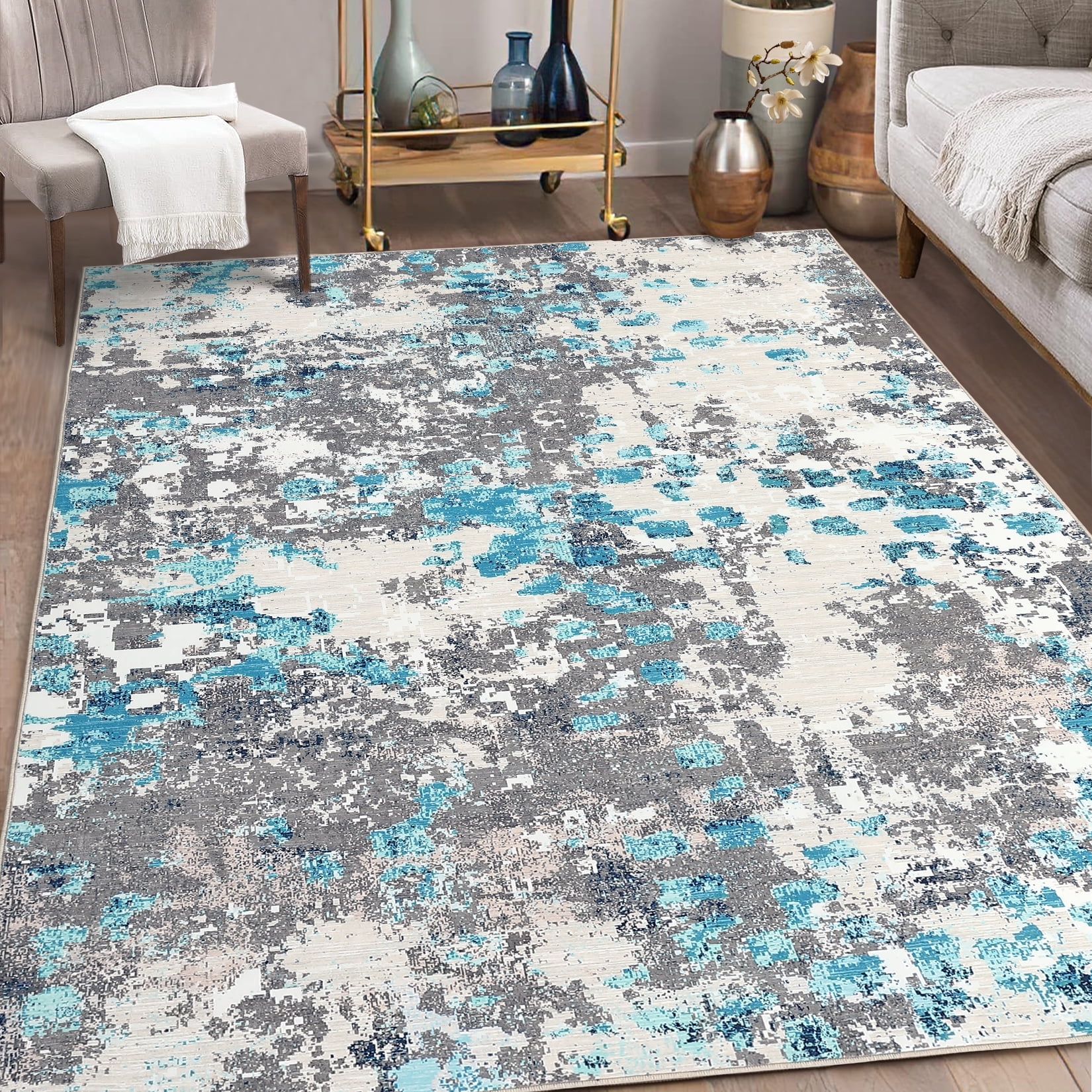 Garvee 9' x 12' Area Rug Modern Abstract Living Room Rug Boho Machine ...