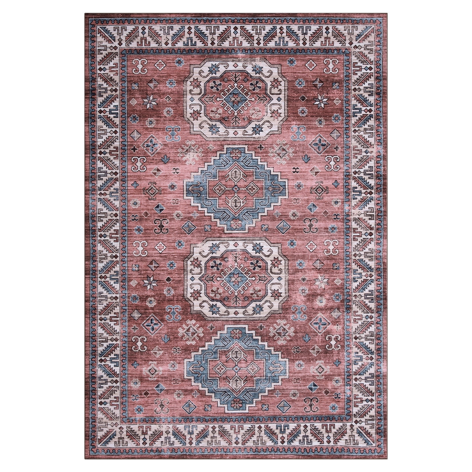 Garvee 9' x 12' Large Area Rug Persian Print Area Rugs Low Pile Non ...