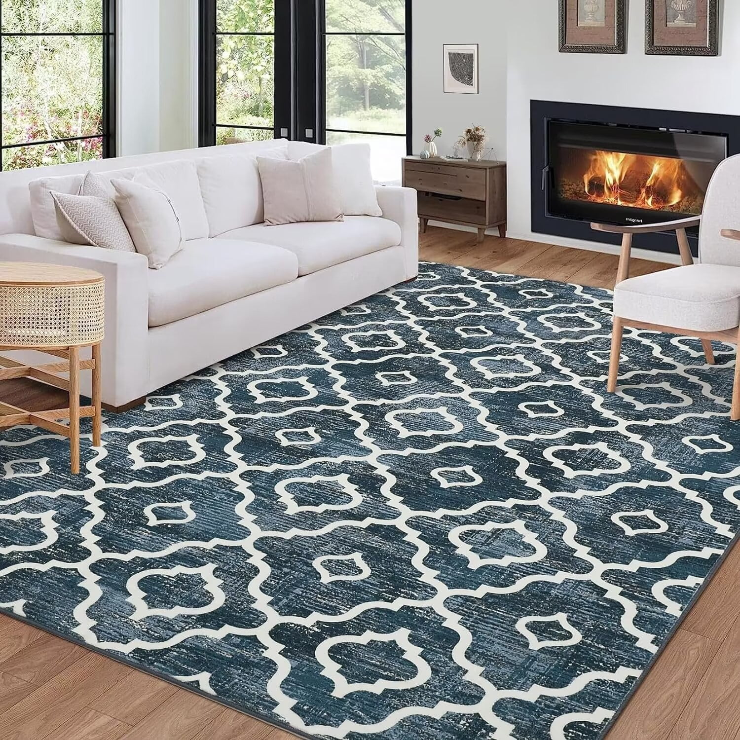 Garvee 9' x 12' Large Area Rug Washable Moroccan Rug Low Pile Non-Slip ...