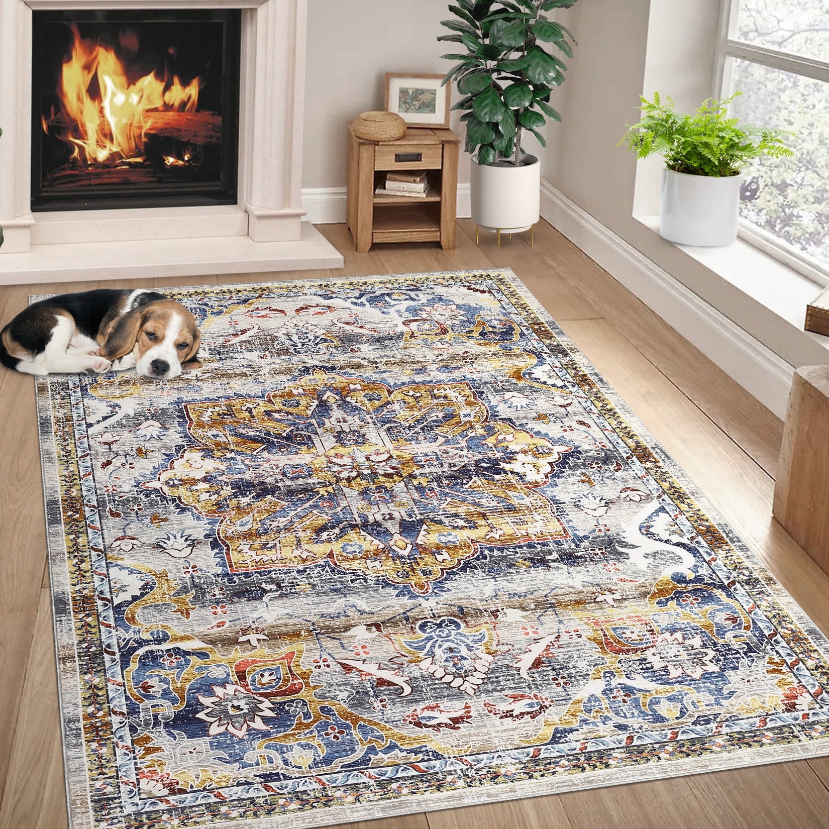 Garvee 9' x 12' Vintage Area Rugs for Living Room Large Floral Print ...