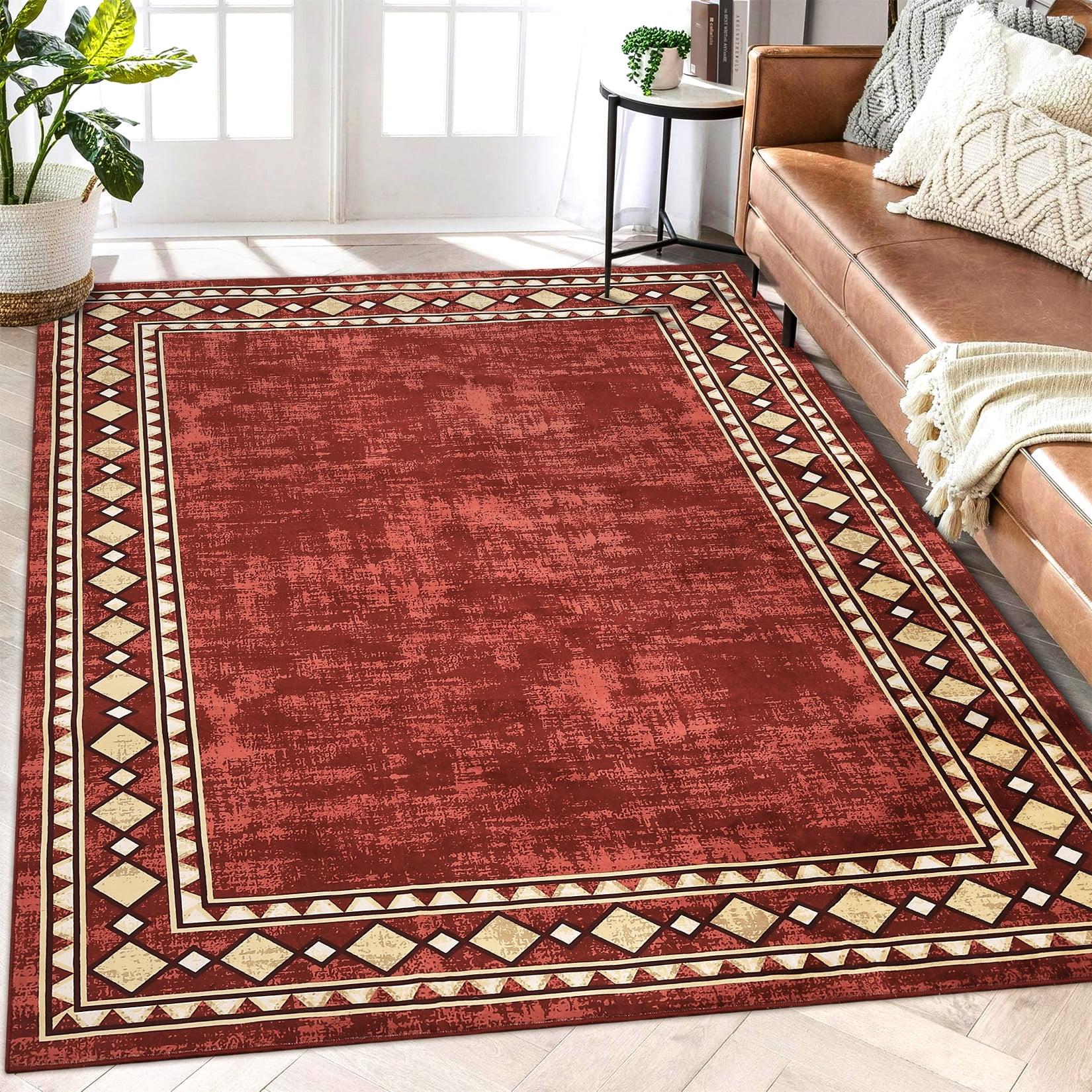 WhizMax 9x12 Large Rugs for Living Room Modern Bordered Rug Geometric ...