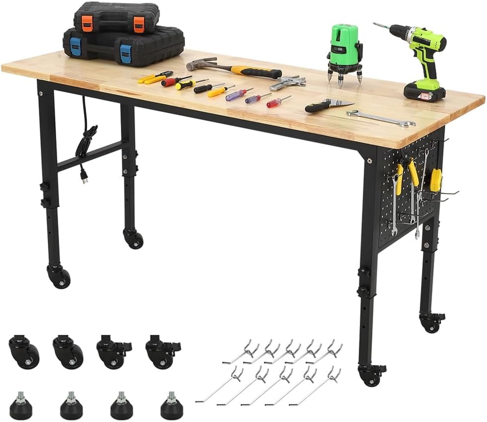 WhizMax Adjustable Height Wood Work Benches 48inches Garage Workbench ...