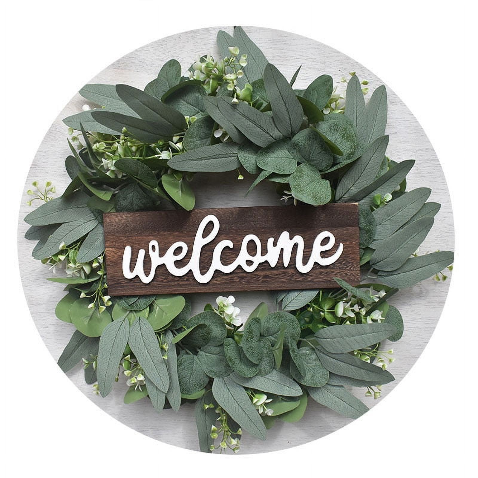 Green Wreath for Front Door Wreath Welcome Sign for Spring Summer ...