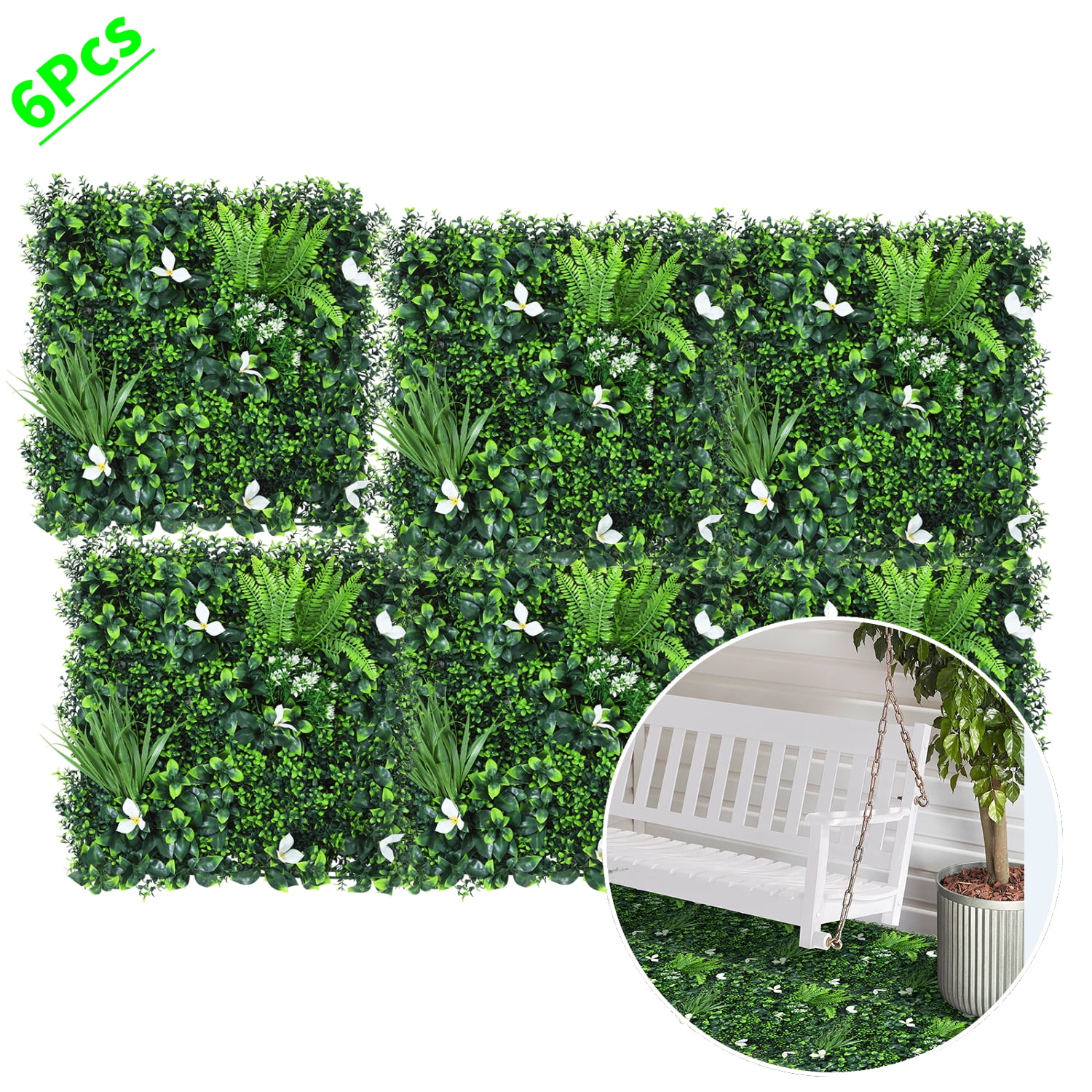 Garvee Artificial Grass Wall Panel Privacy Fence, 20" Faux Mixed ...