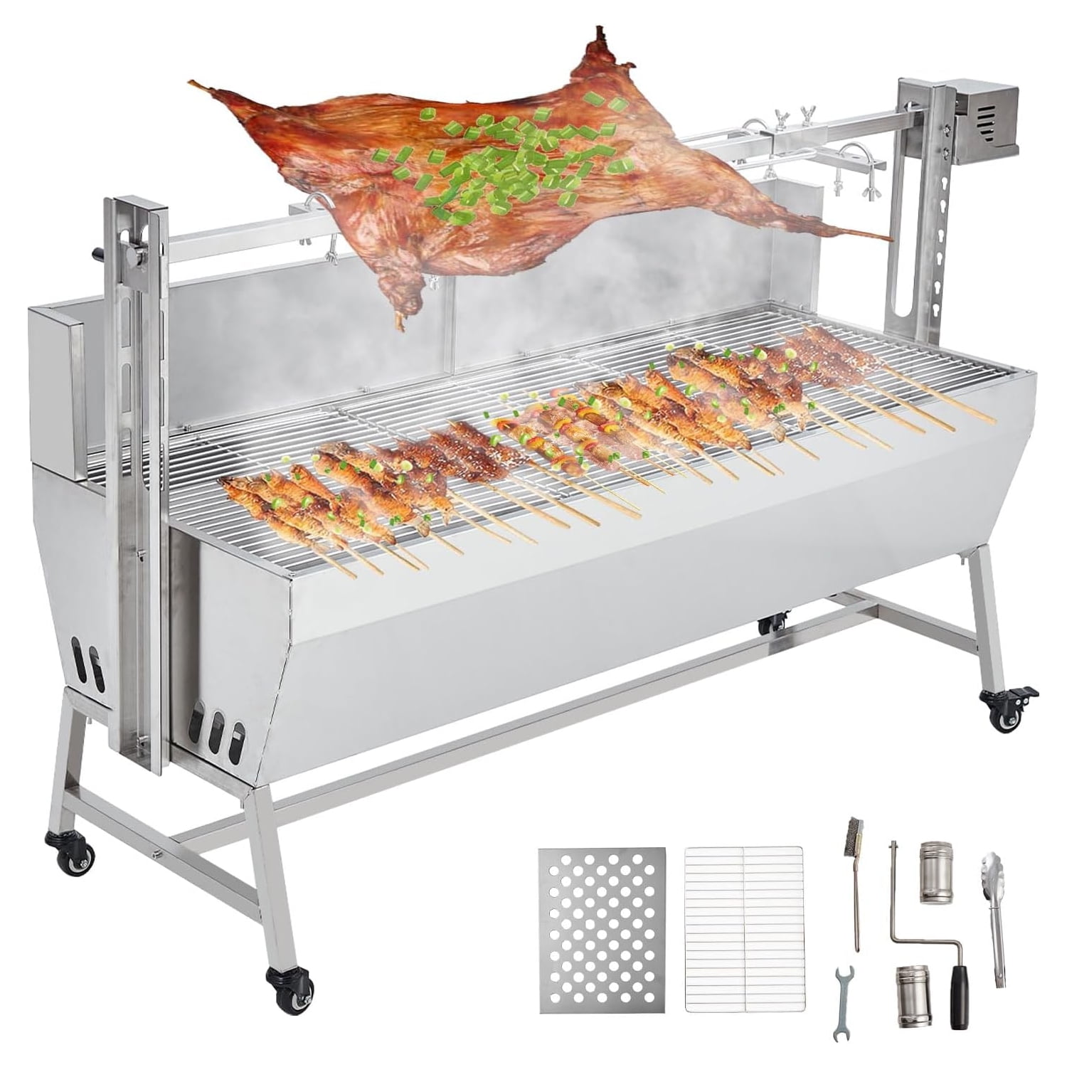Garvee Automatic Rotisserie Grill with Wind Screen, 200lbs Capacity ...