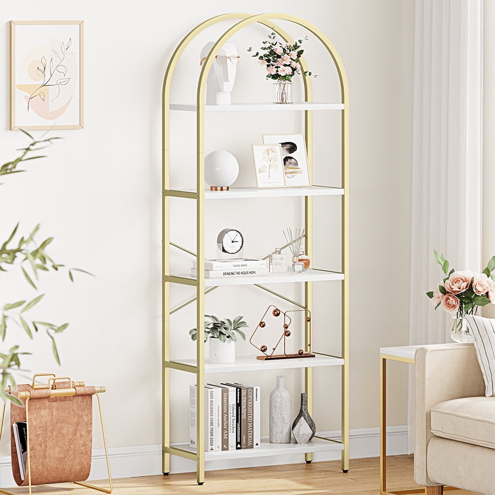 Cabihome Arched Bookshelf, 5 Tier Modern Display Racks Tall Standing ...