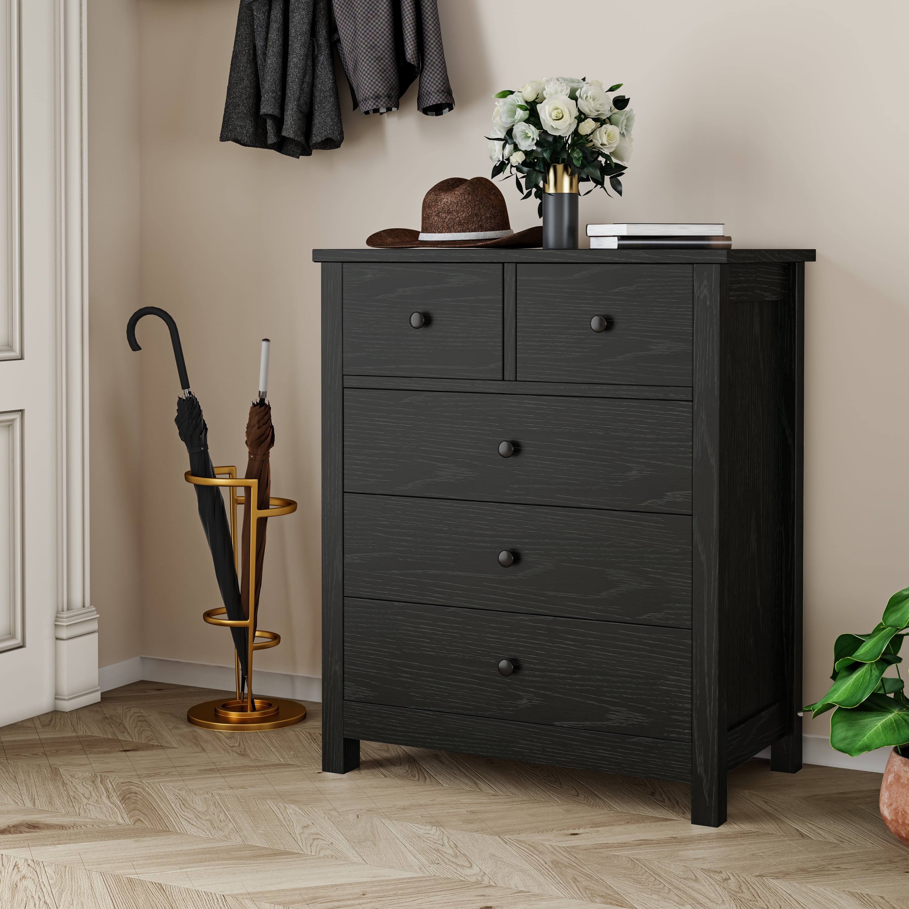 WhizMax 5-Drawer Bedroom Dresser with Anti-Tipping Device, Waterproof ...