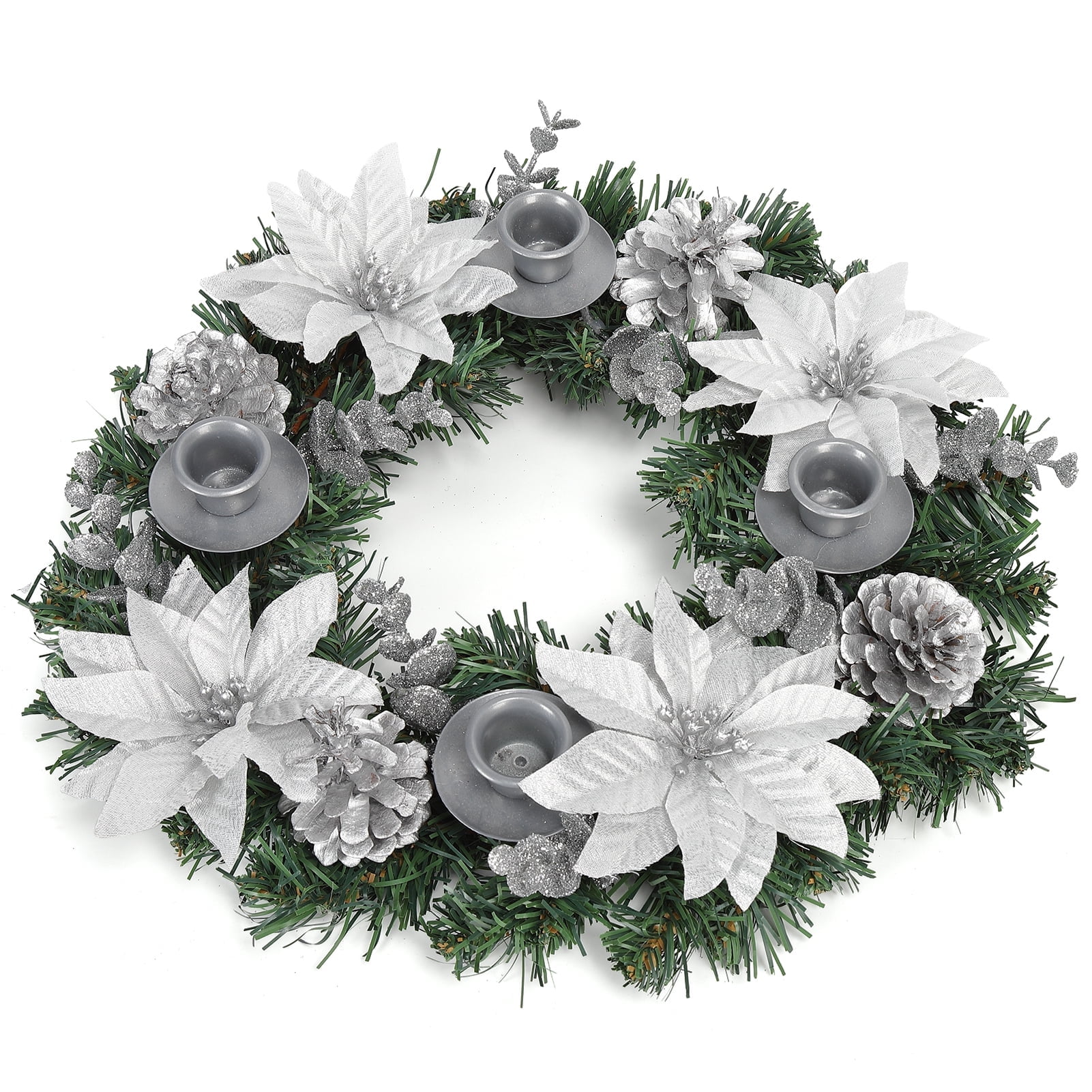 Garvee Christmas Advent Wreath, 13 Inch Silver Advent Wreath Ring ...