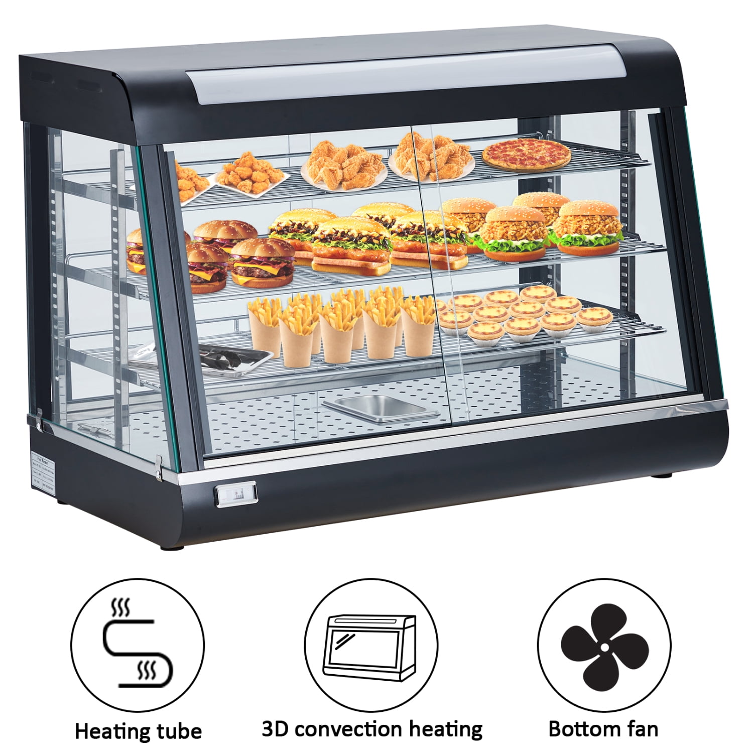 Garvee Commercial Food Warmer 3-Tier,800W Countertop Pizza Warmer with ...