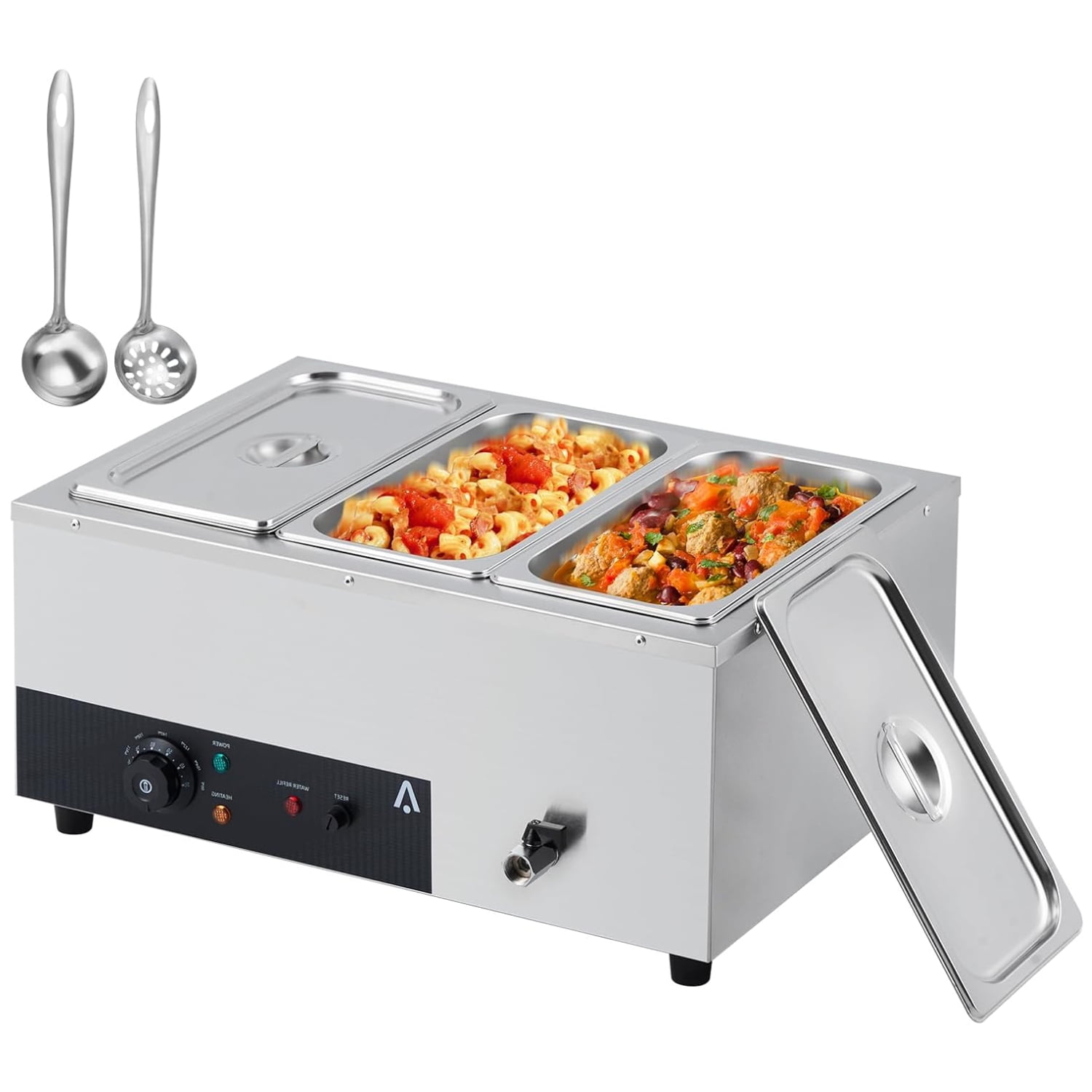 Garvee Commercial Food Warmer, 3 x 8QT Bain Marie Buffet Server and ...