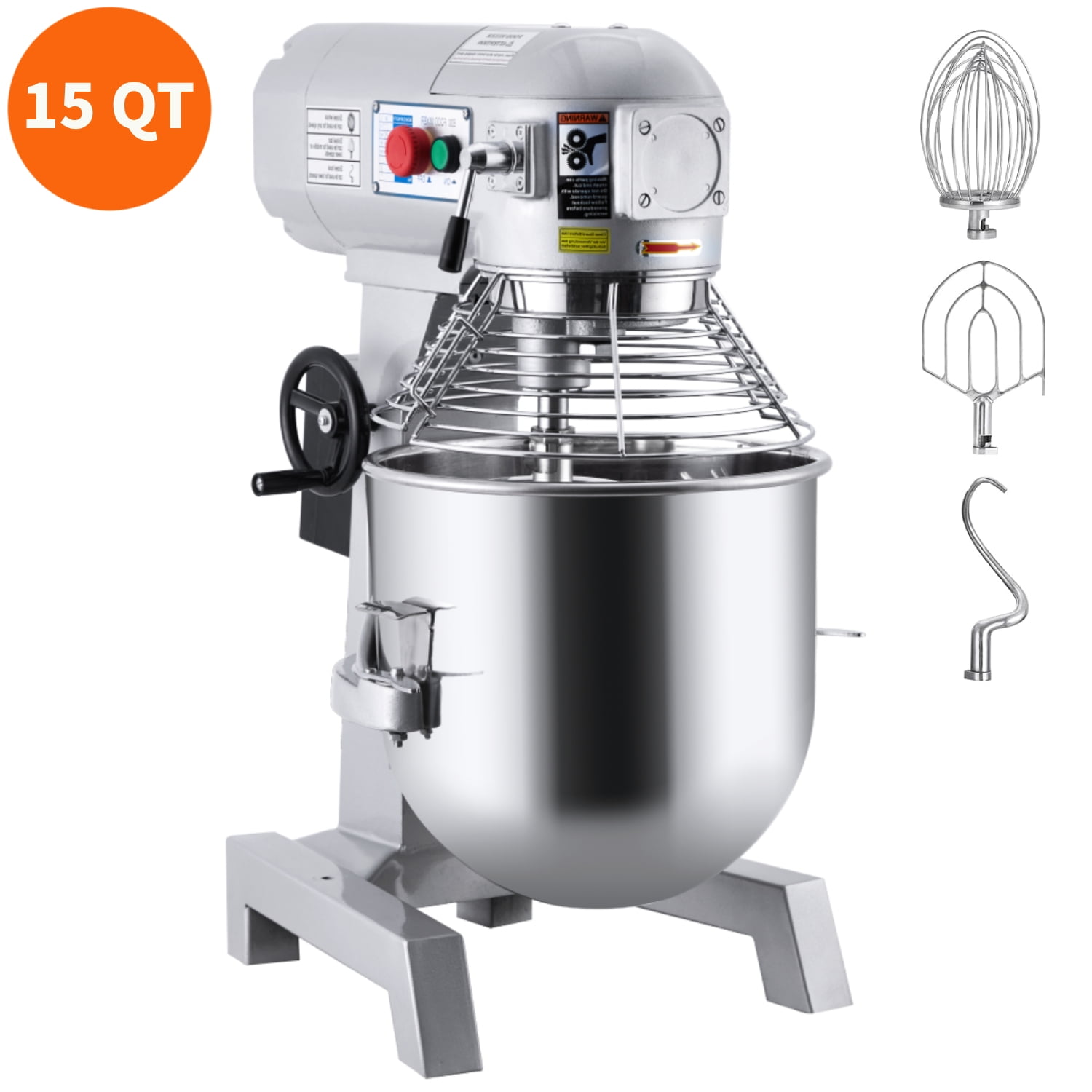 Garvee 15Qt Commercial Mixers, 600W 3 Speeds Professional Food Mixer ...