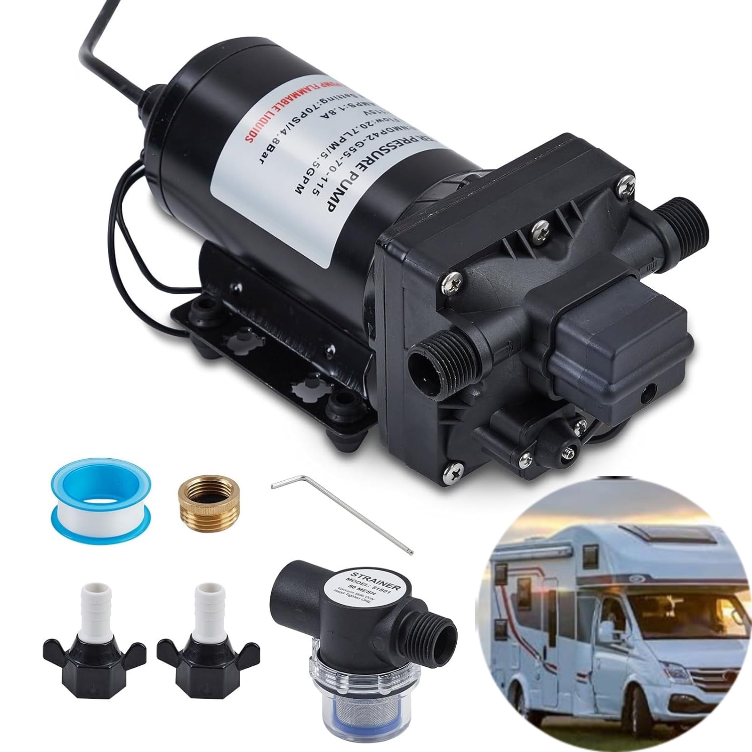 Garvee 115V Water Diaphragm Pump, 5.0GPM Self Priming Sprayer Pump with ...