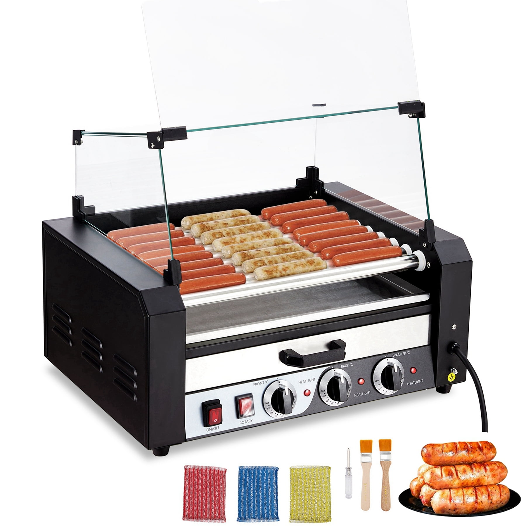 Garvee Electric 24 Hot Dog Roller, 9 Rollers Grill Machine Countertop ...
