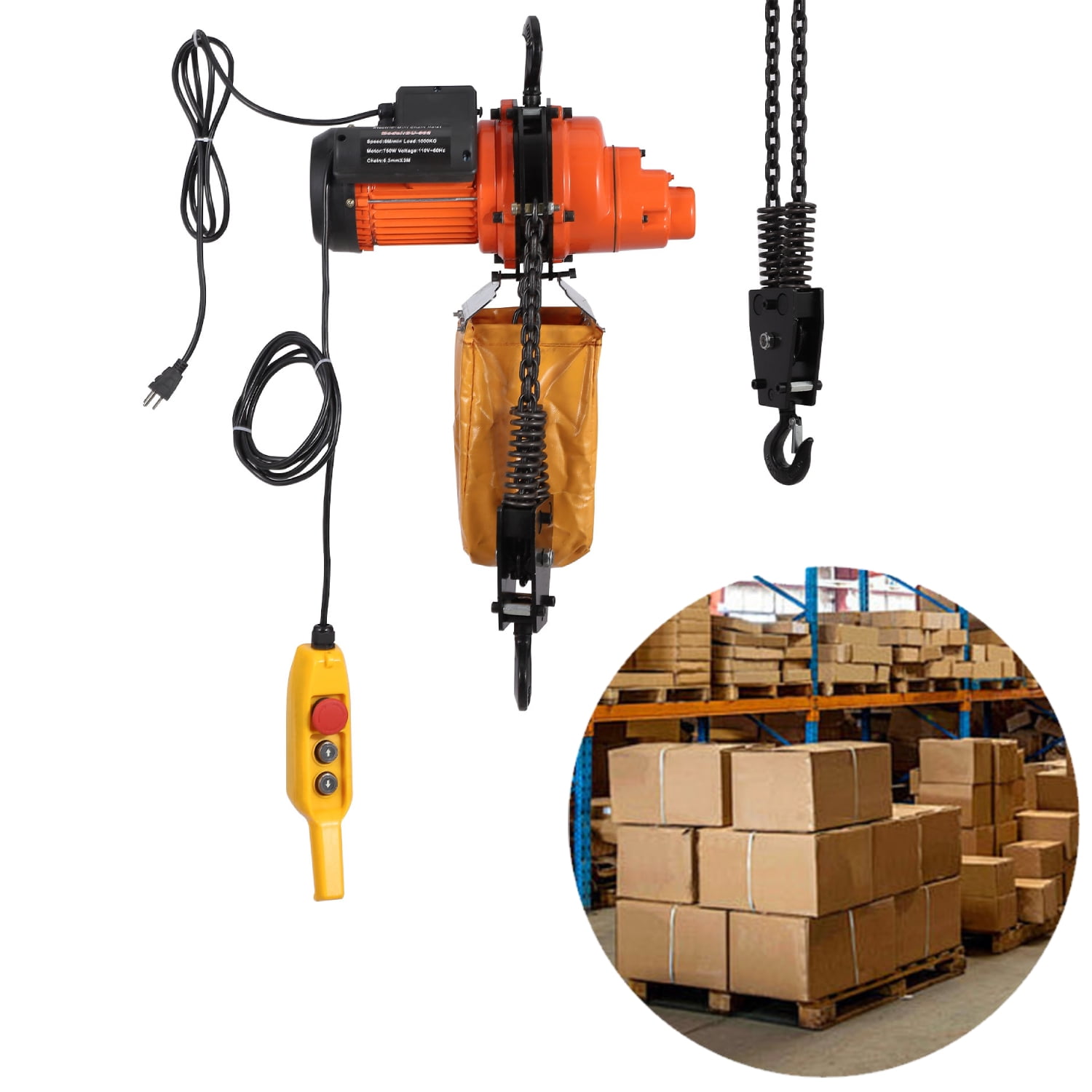 Garvee Electric Chain Hoist,2200 lbs/1 Ton Double Chain Electric Lift ...