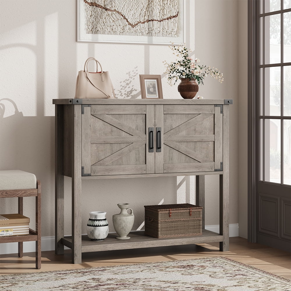 WhizMax Farmhouse Entryway Table, Console Table with 2 Storage Cabinets ...