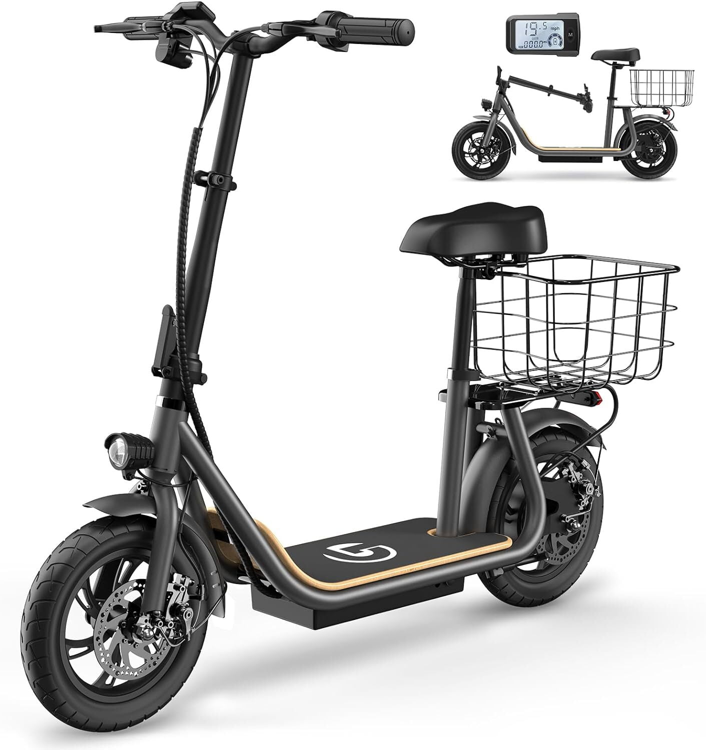 WhizMax Foldable Electric Scooter 500W Off-Road Ebike 265Lbs With 576Wh ...