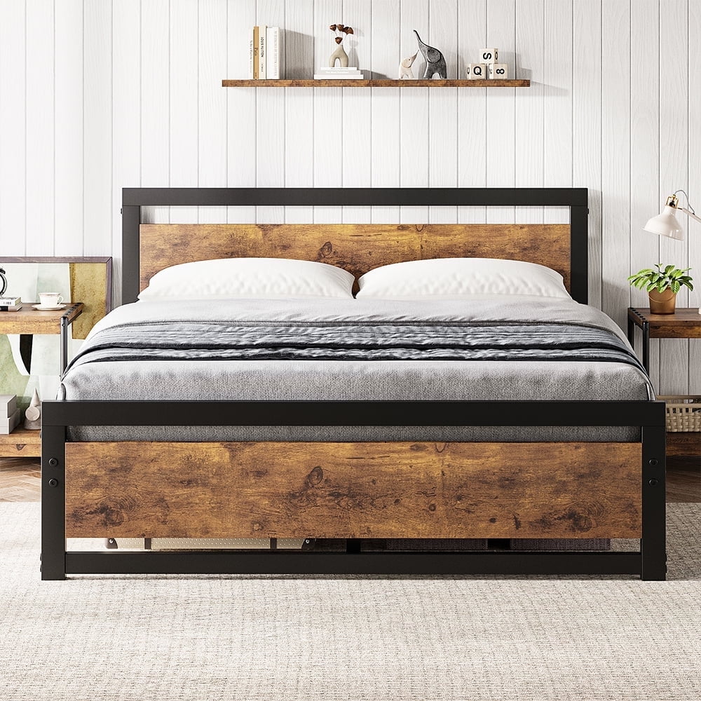 WhizMax Full Size Bed Frame with Wooden Headboard, Full Platform ...