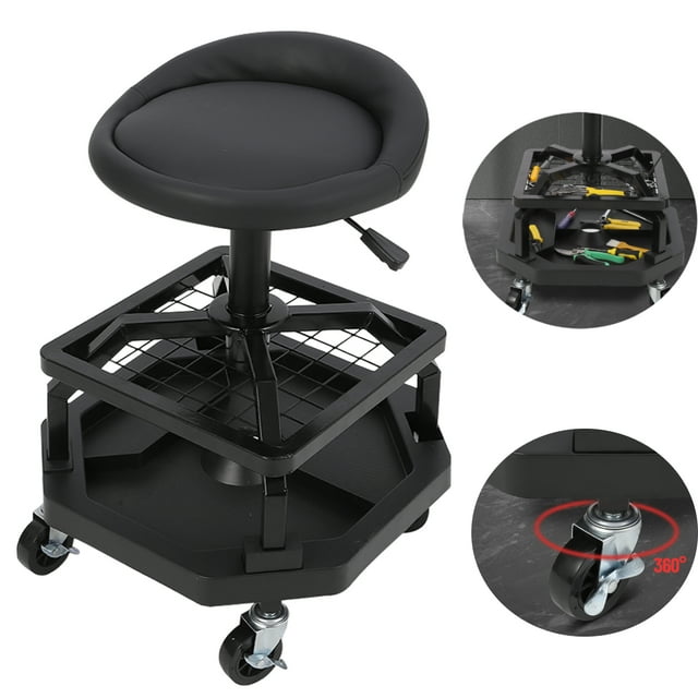 Garvee Garage Stool with Wheels,330lbs Capacity,Adjustable Height Shop ...