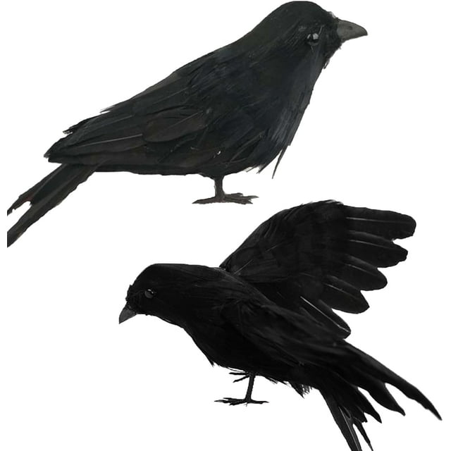 WhizMax Halloween Decoration Realistic Crows Halloween Handmade Crow ...